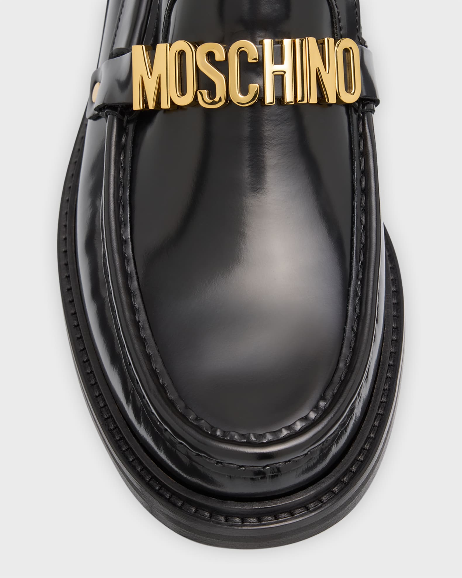 Moschino Men's College Leather Penny Loafers | Neiman Marcus