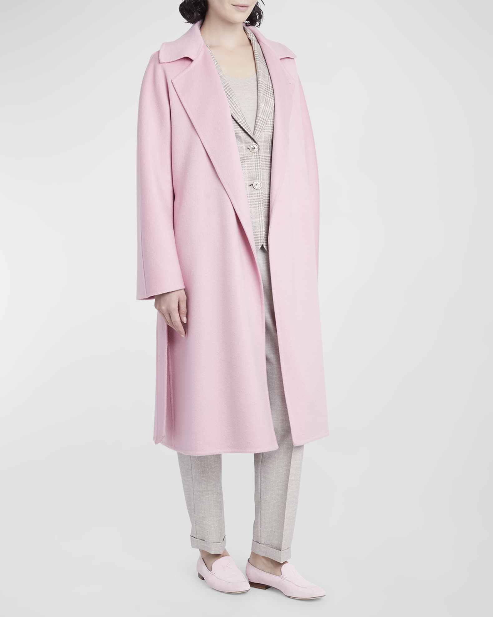 Kiton Belted Cashmere Long Wrap Overcoat | Neiman Marcus