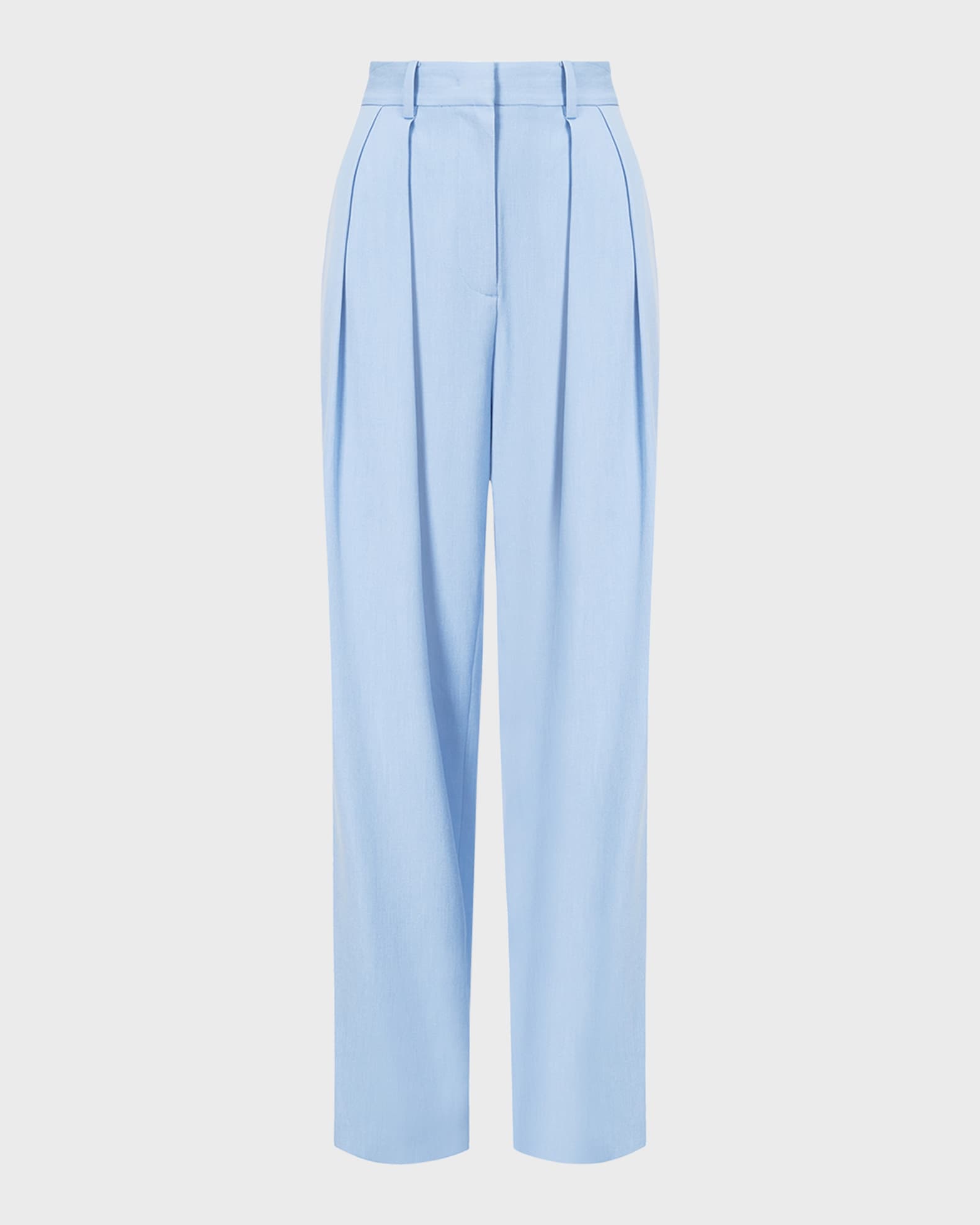 STAUD Luisa Satin Wide-Leg Pleated Pants | Neiman Marcus