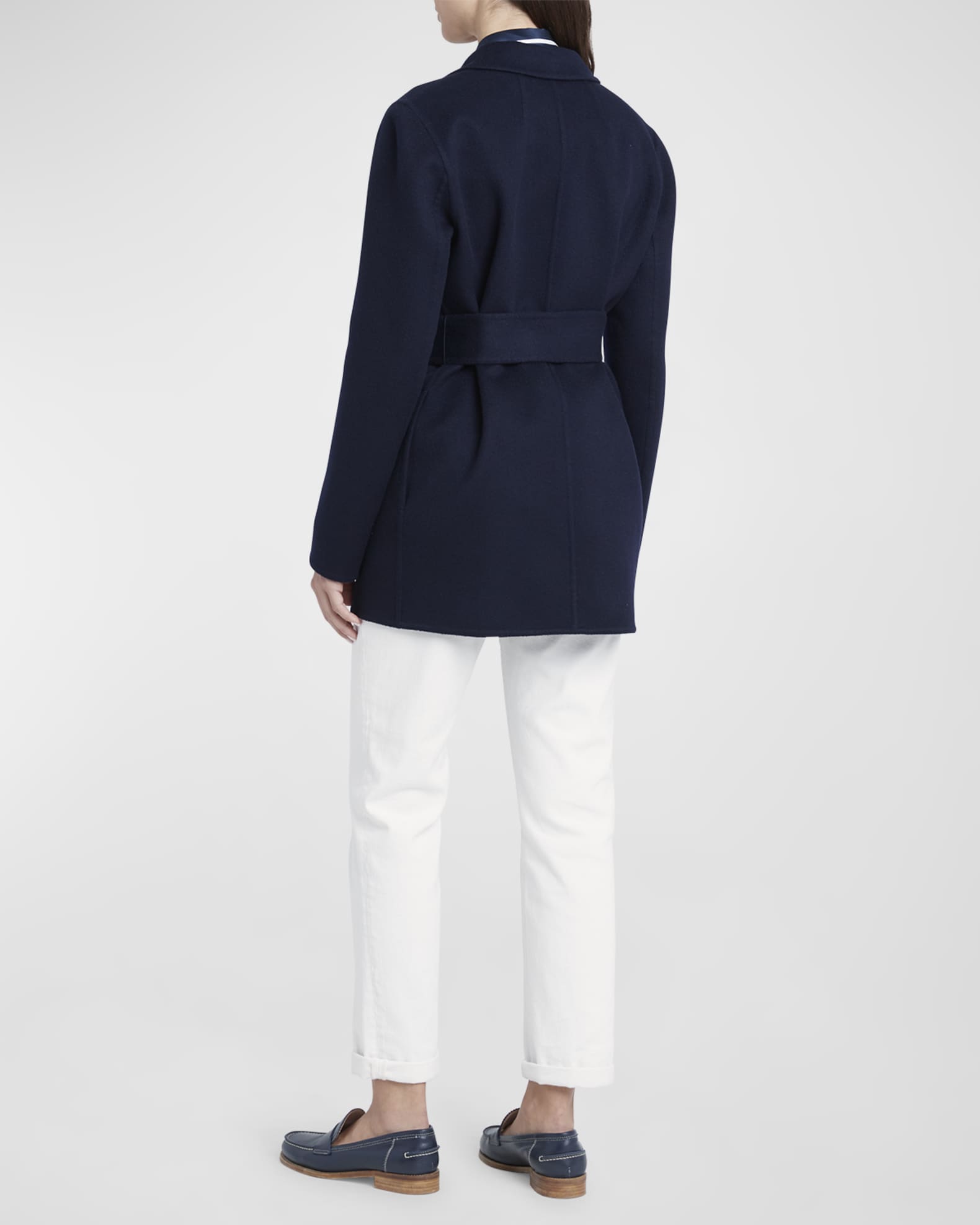 Kiton Belted Brushed Cashmere Short Wrap Coat | Neiman Marcus