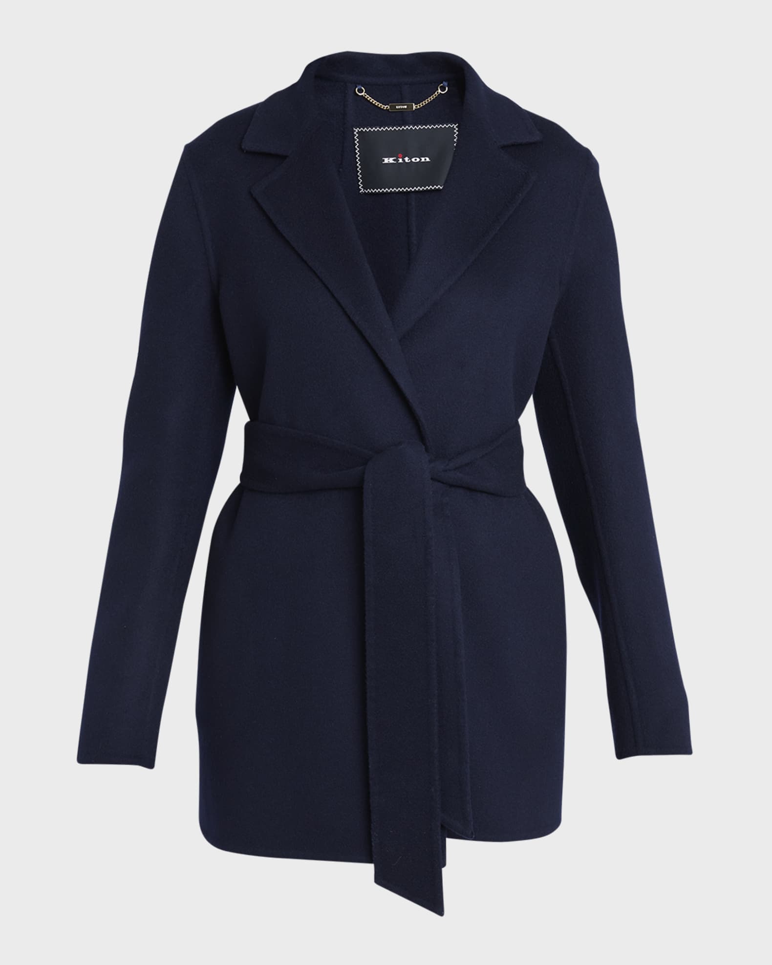 Kiton Belted Brushed Cashmere Short Wrap Coat | Neiman Marcus