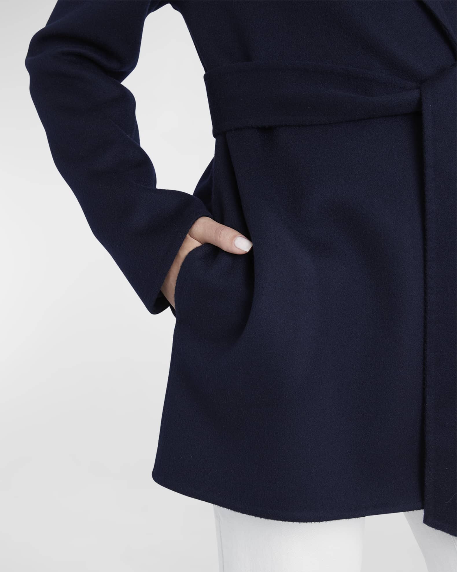Kiton Belted Brushed Cashmere Short Wrap Coat | Neiman Marcus