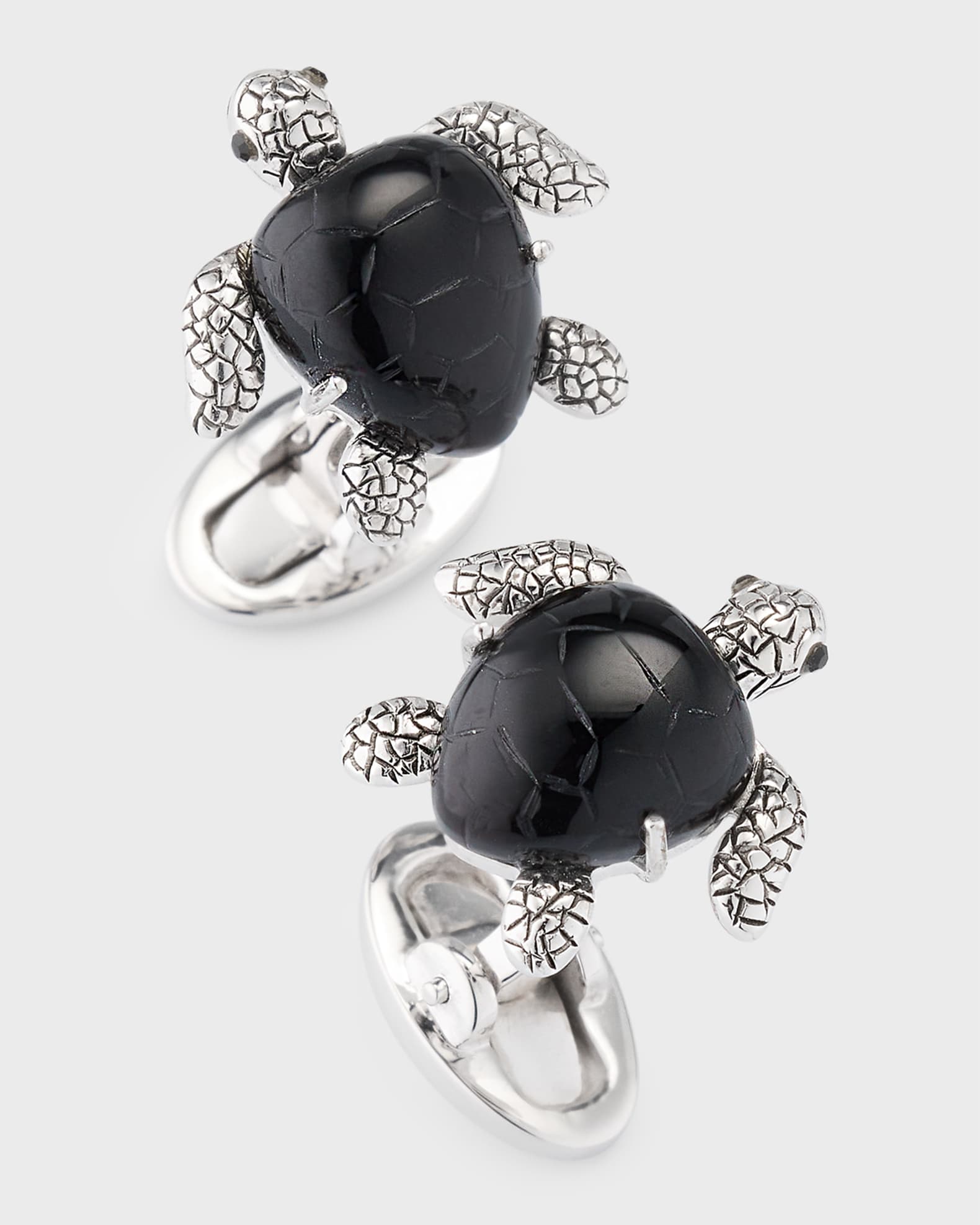 Jan Leslie Men's Sterling Silver Hand-Carved Black Onyx Sea Turtle ...