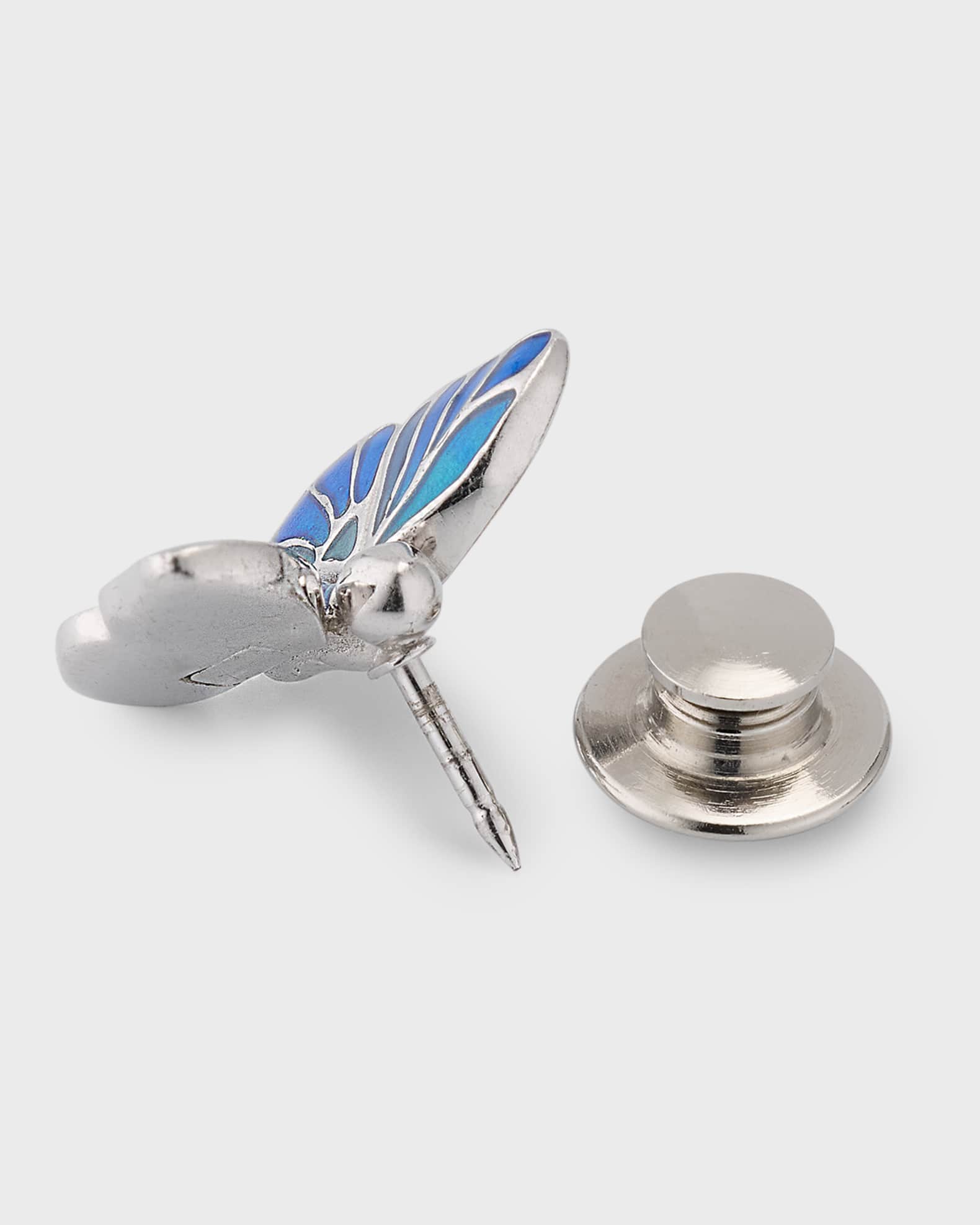 Jan Leslie Men's Sterling Silver Hand-Painted Enamel Butterfly Lapel ...