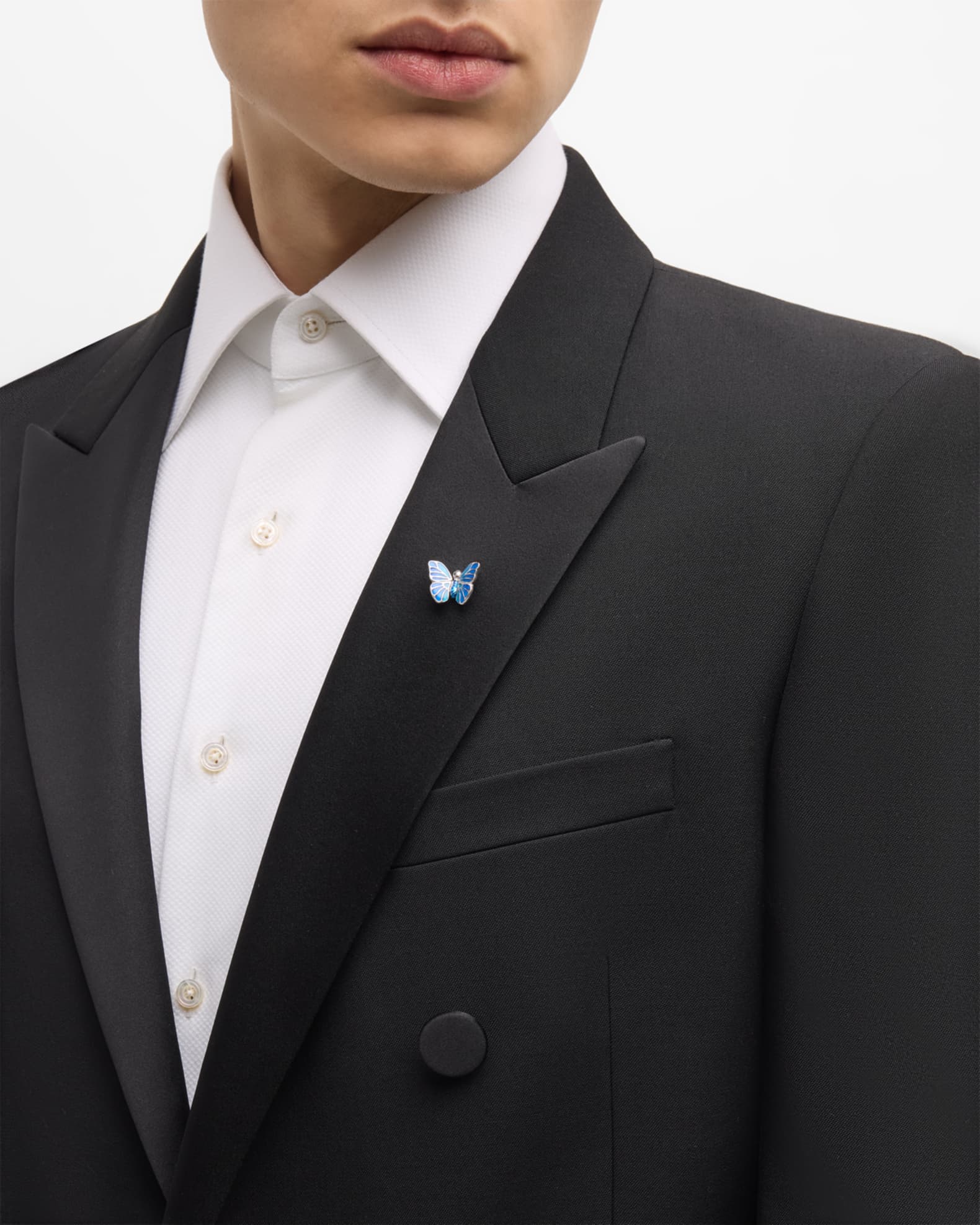 Jan Leslie Men's Sterling Silver Hand-Painted Enamel Butterfly Lapel ...