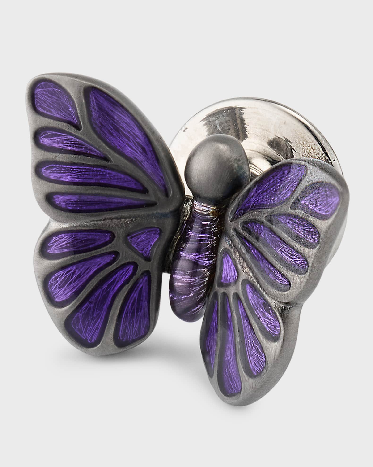 Jan Leslie Men's Sterling Silver Hand-Painted Enamel Butterfly Lapel ...