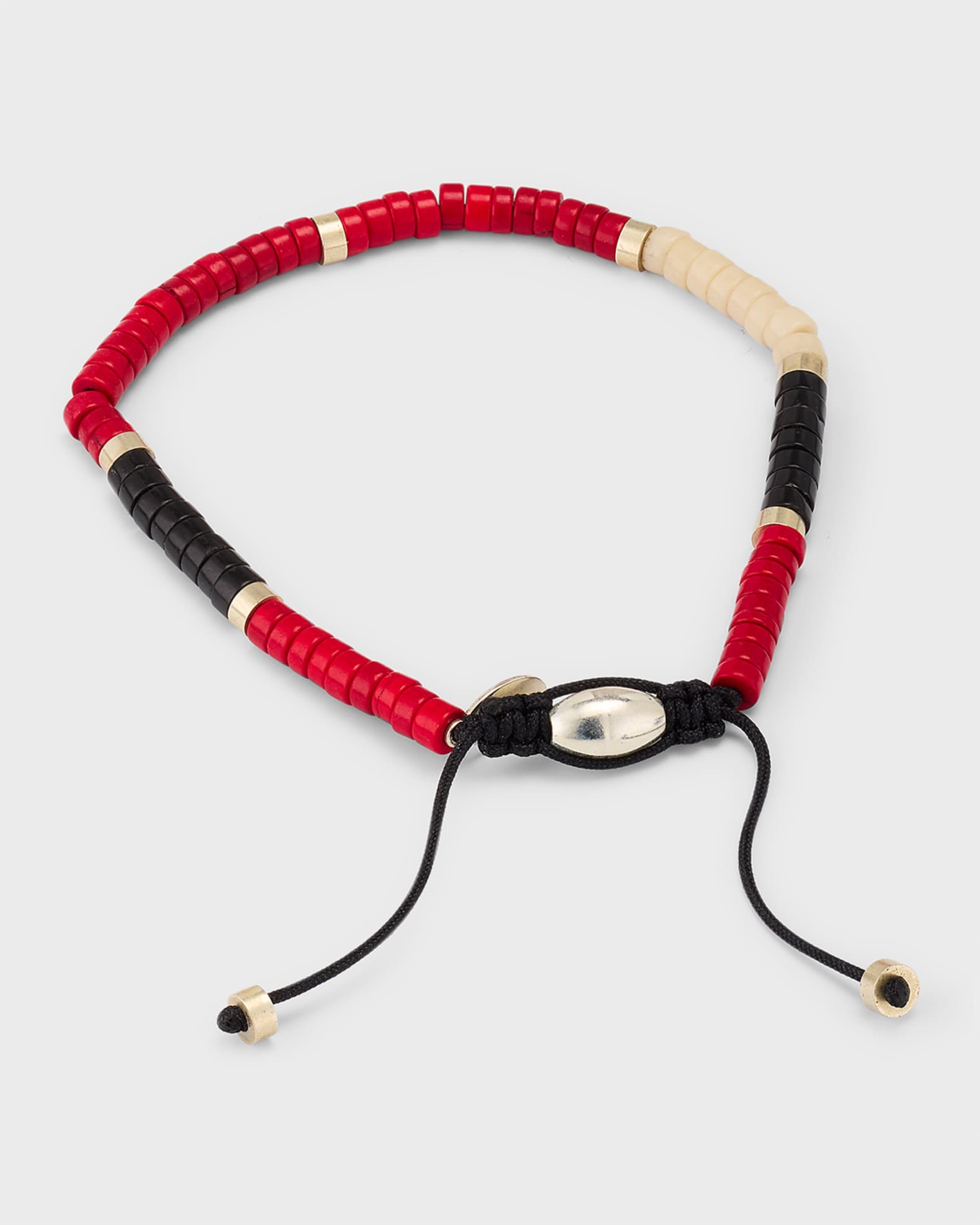 Jan Leslie Men's Sterling Silver and Multi-Bead Pull Cord Bracelet ...