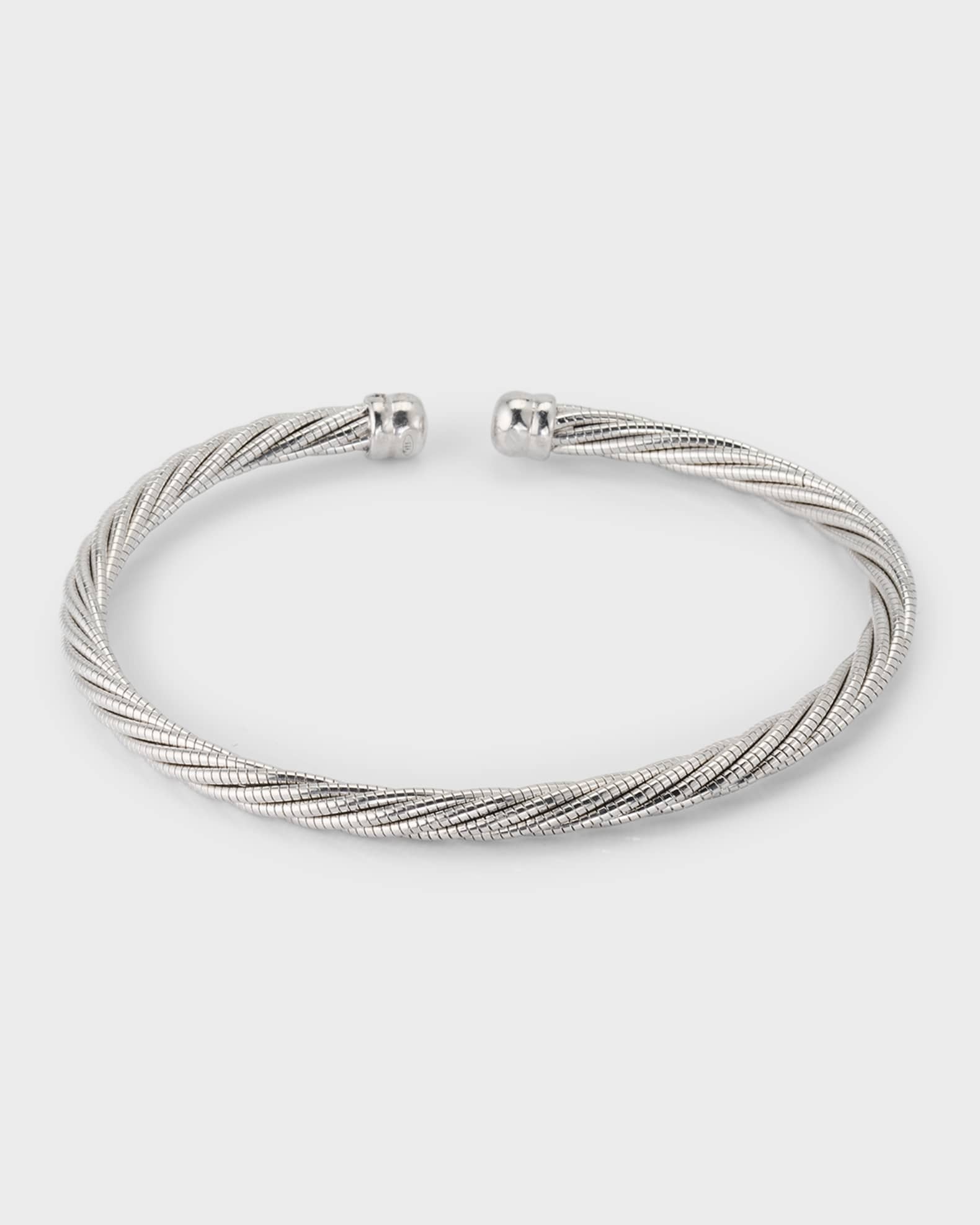 Jan Leslie Men's Adjustable Sterling Silver and Stainless Steel Twisted ...