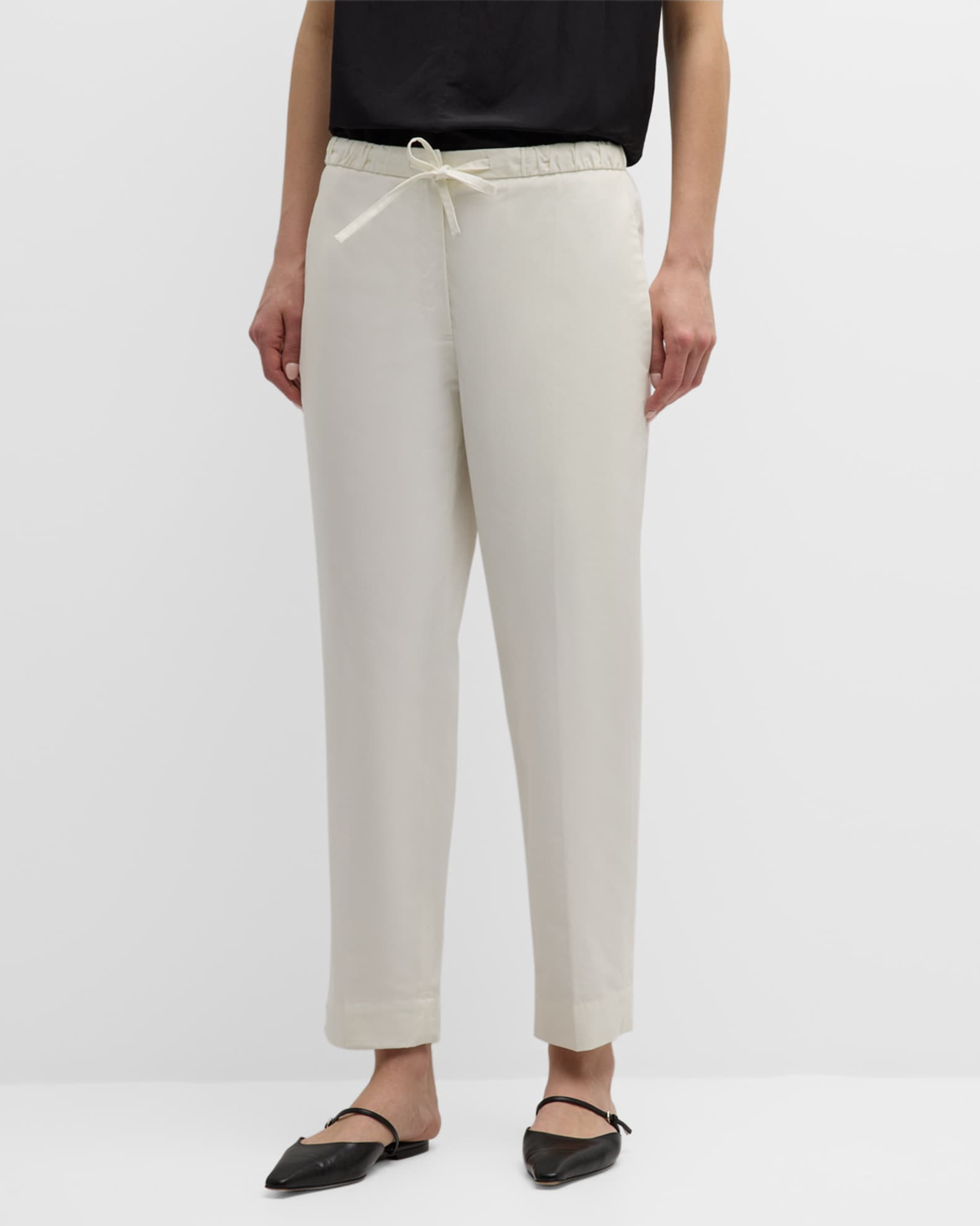 Jil Sander Mid-Rise Straight Leg Crop Drawstring Pull-On Pants | Neiman ...