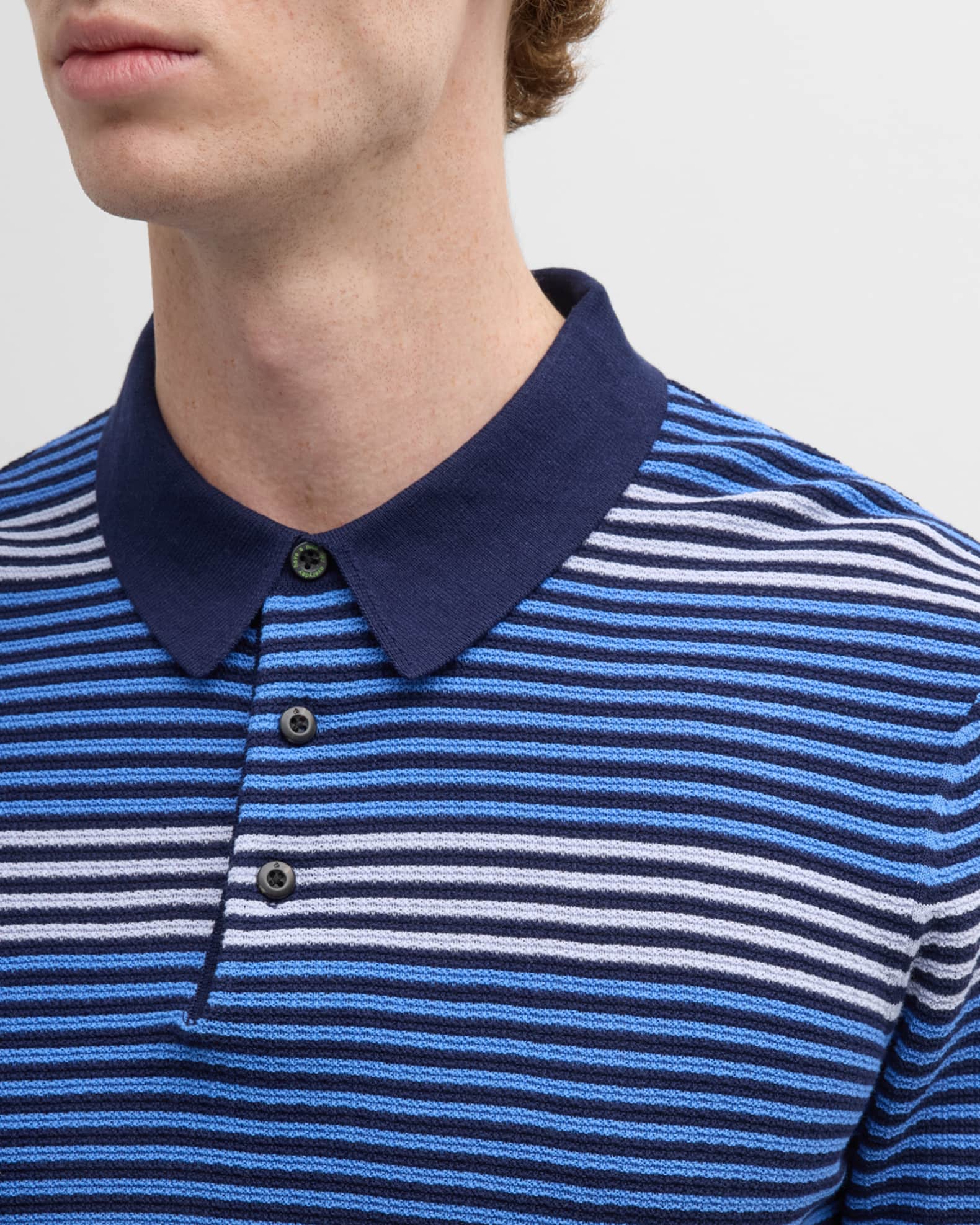Scotch And Soda Mens Structured Stripe Knit Polo Shirt Neiman Marcus
