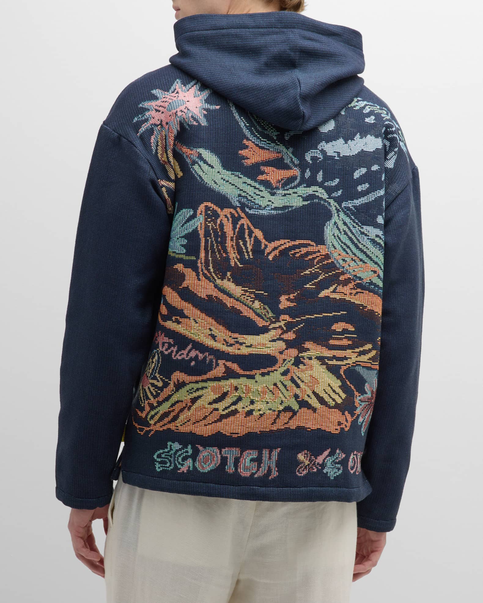 Scotch & Soda Men's Swan Artwork Jacquard Hoodie | Neiman Marcus