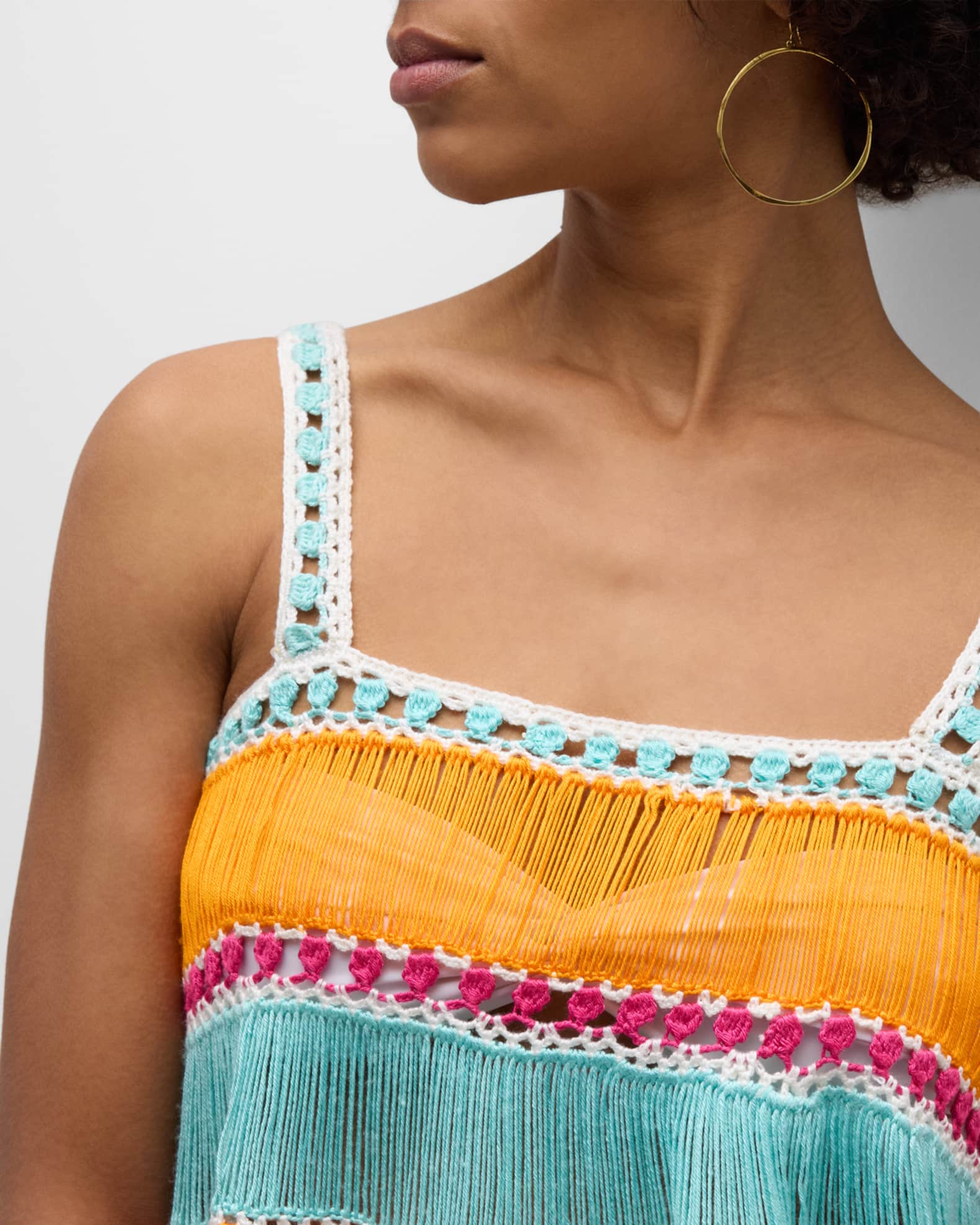 My Beachy Side Hand Crochet Striped Crop Top | Neiman Marcus