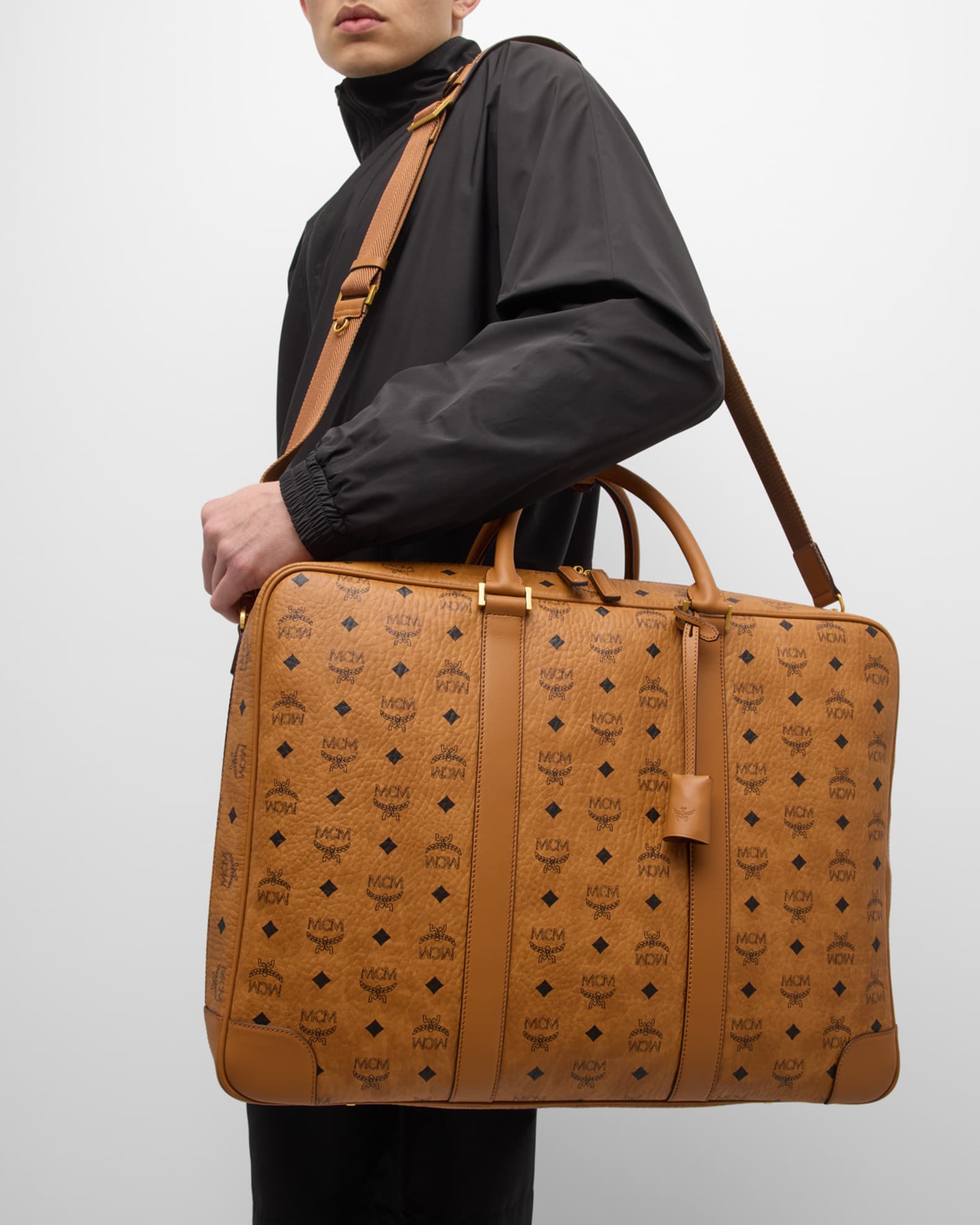 MCM Men's Ottomar Suitcase in Visetos | Neiman Marcus