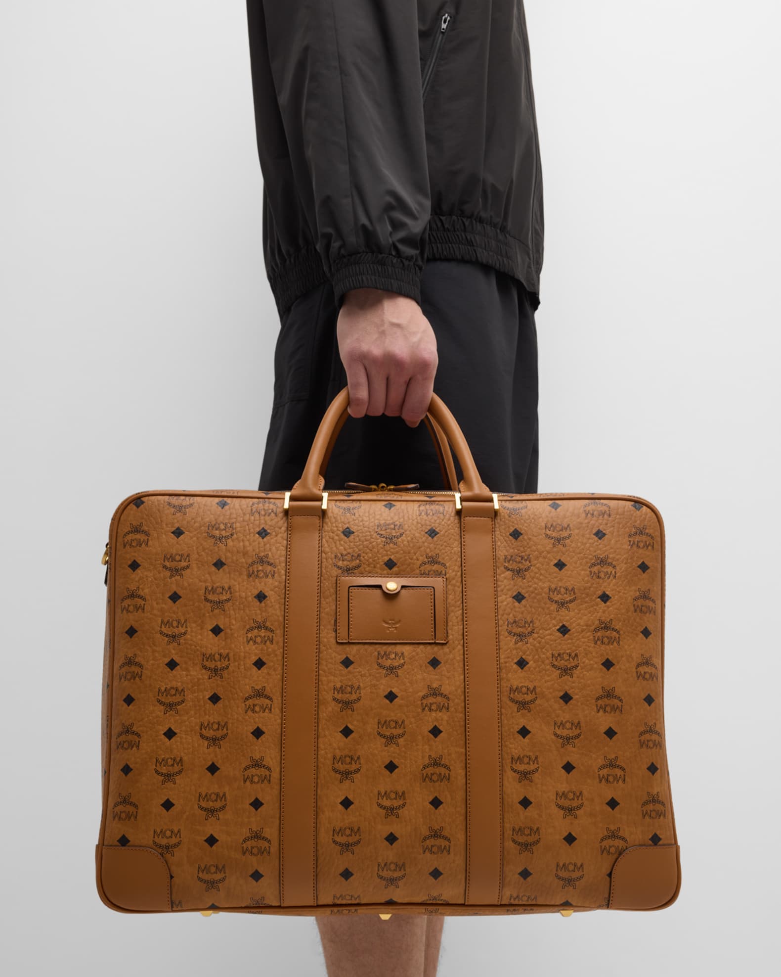 MCM Men's Ottomar Suitcase in Visetos | Neiman Marcus