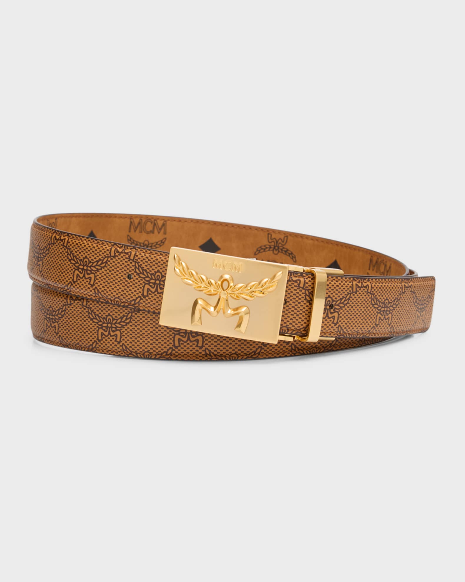 MCM Men's Reversible Leather Lauretos-Buckle Belt | Neiman Marcus