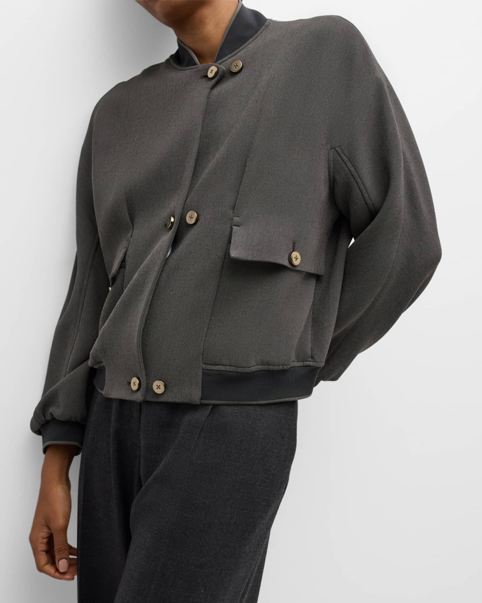 Giorgio Armani Textured Viscose Bomber Jacket | Neiman Marcus
