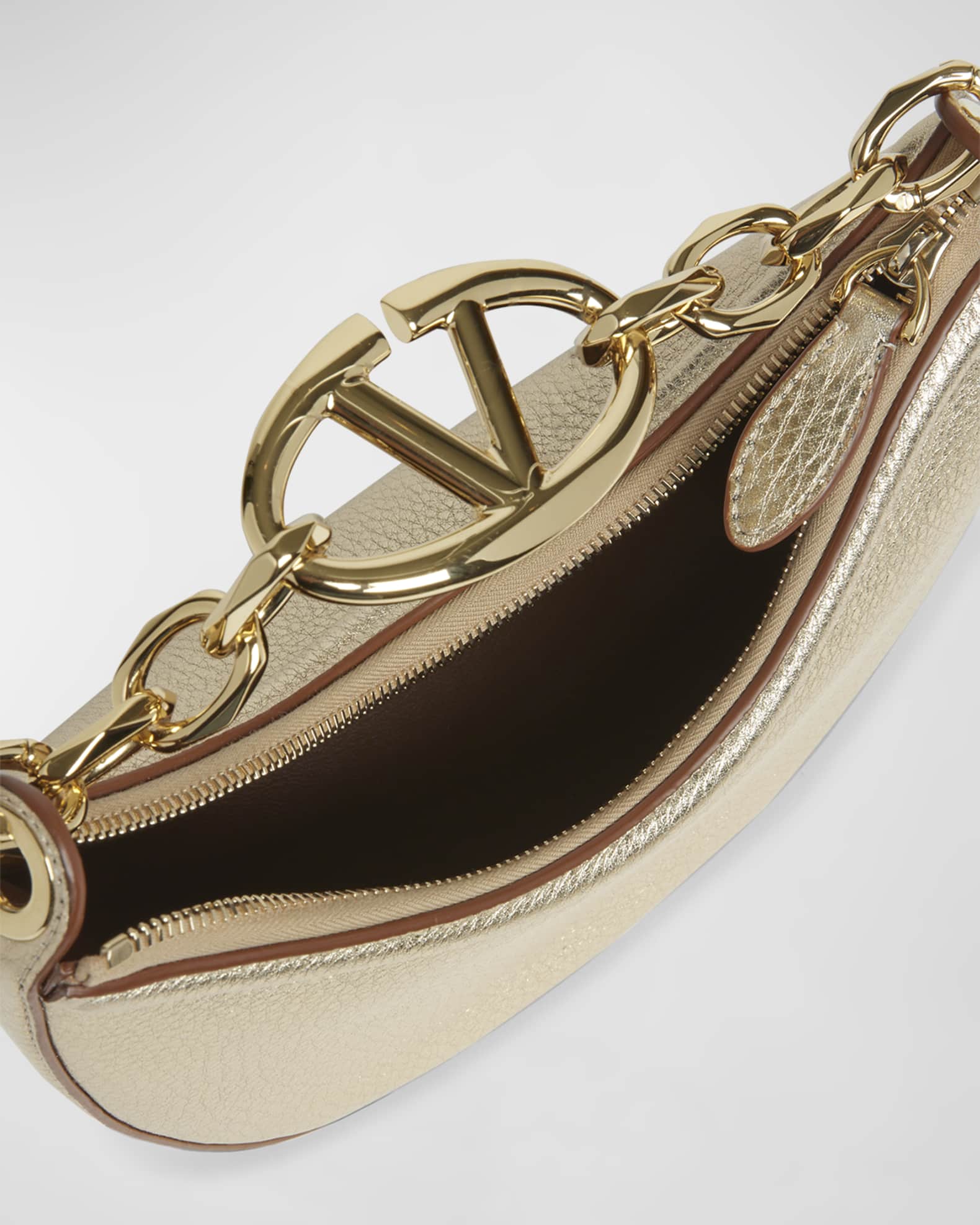 Valentino Garavani Mini VLOGO Moon Metallic Hobo Bag | Neiman Marcus