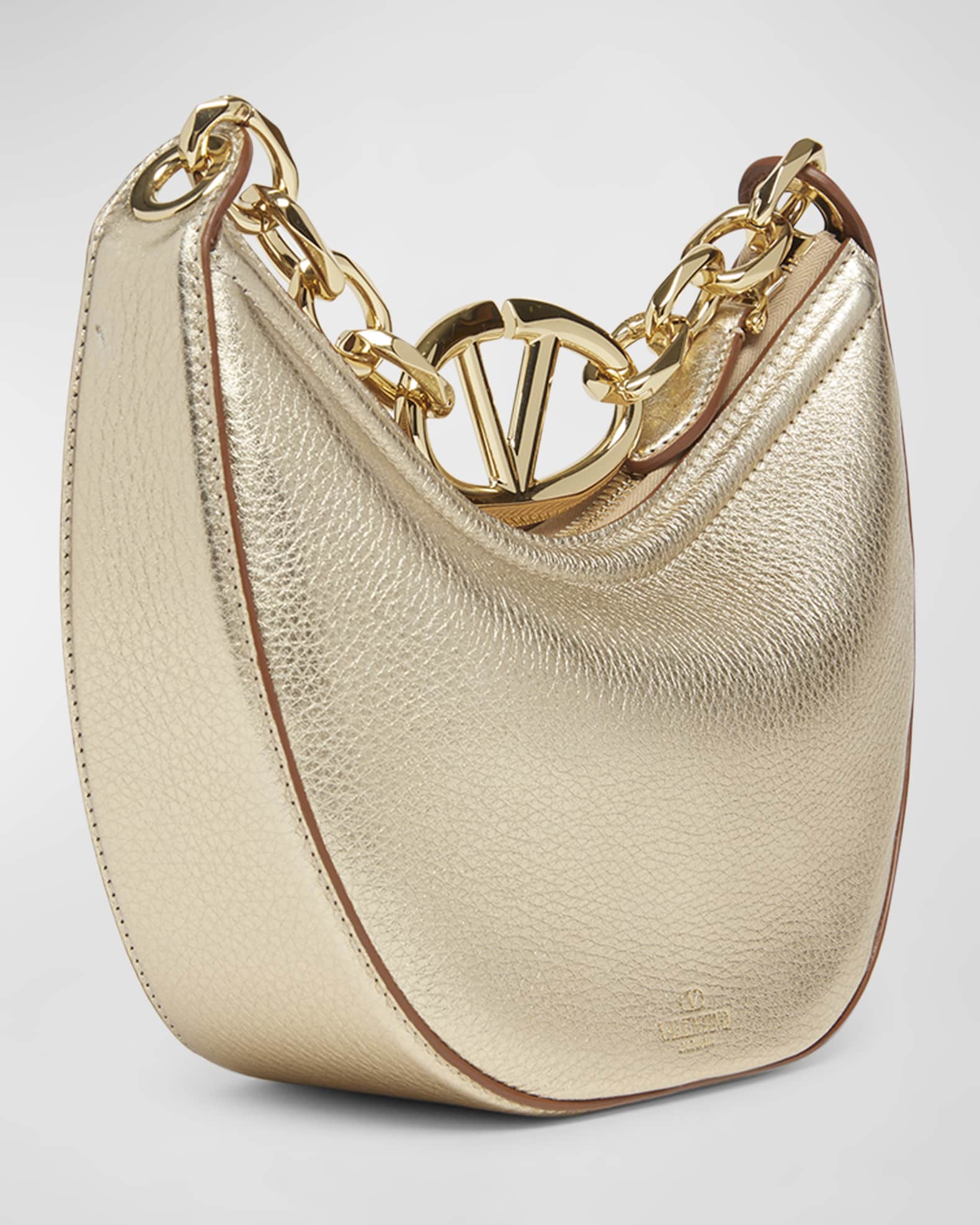 Valentino Garavani Mini VLOGO Moon Metallic Hobo Bag | Neiman Marcus