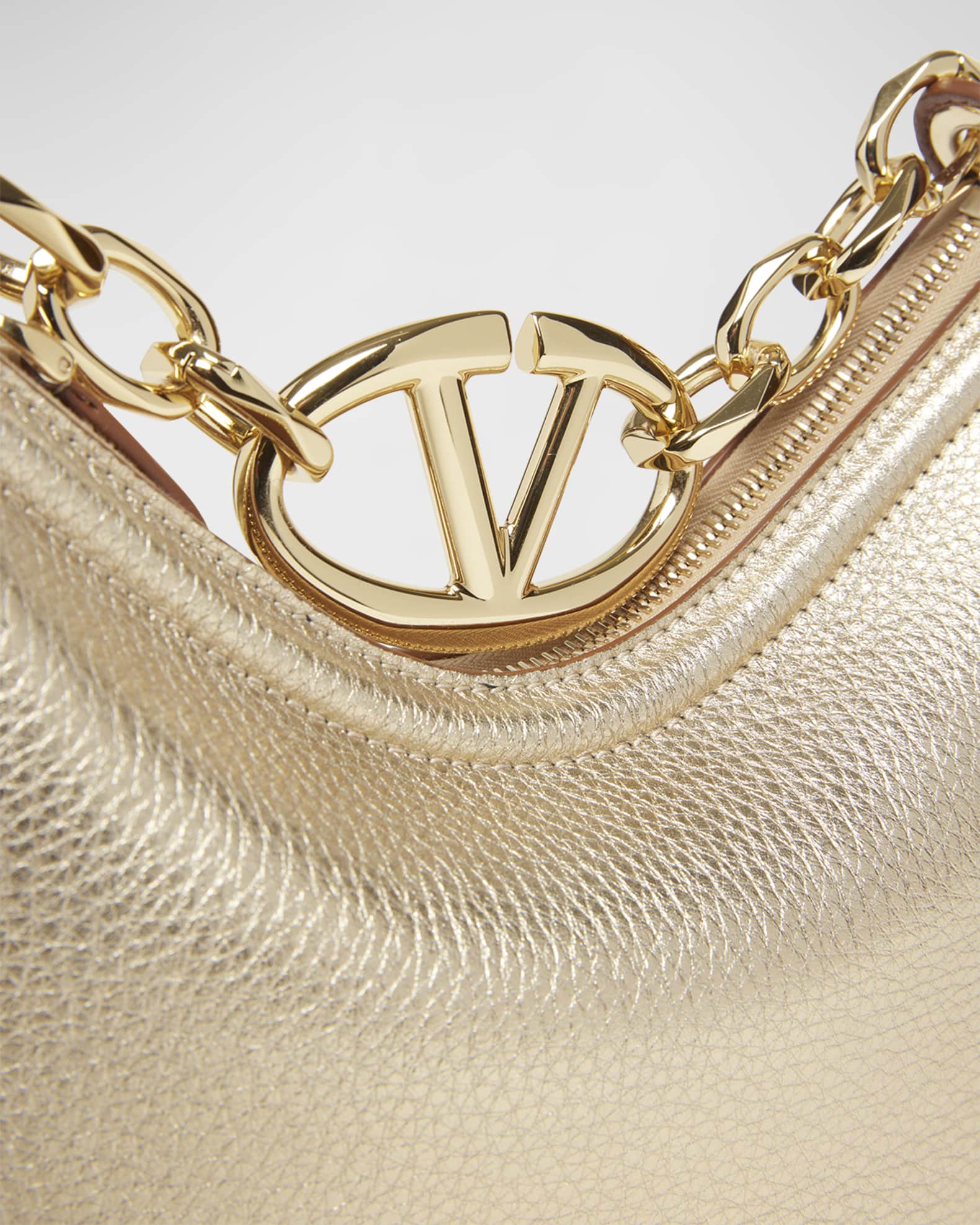 Valentino Garavani Mini VLOGO Moon Metallic Hobo Bag | Neiman Marcus