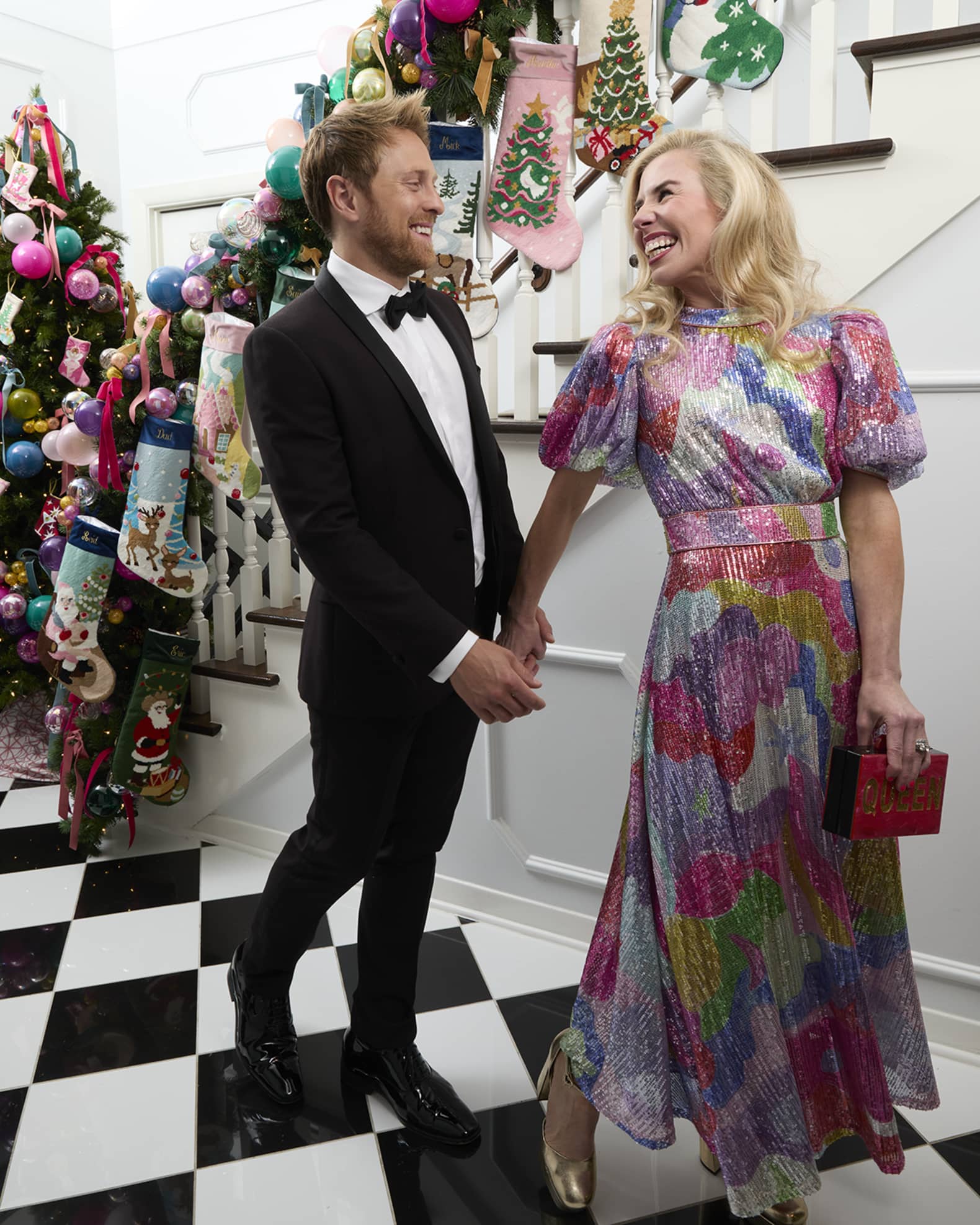 Bauble Stockings x Sainty Nelsen "Pink Holly Jolly Molly Martini" Mini ...