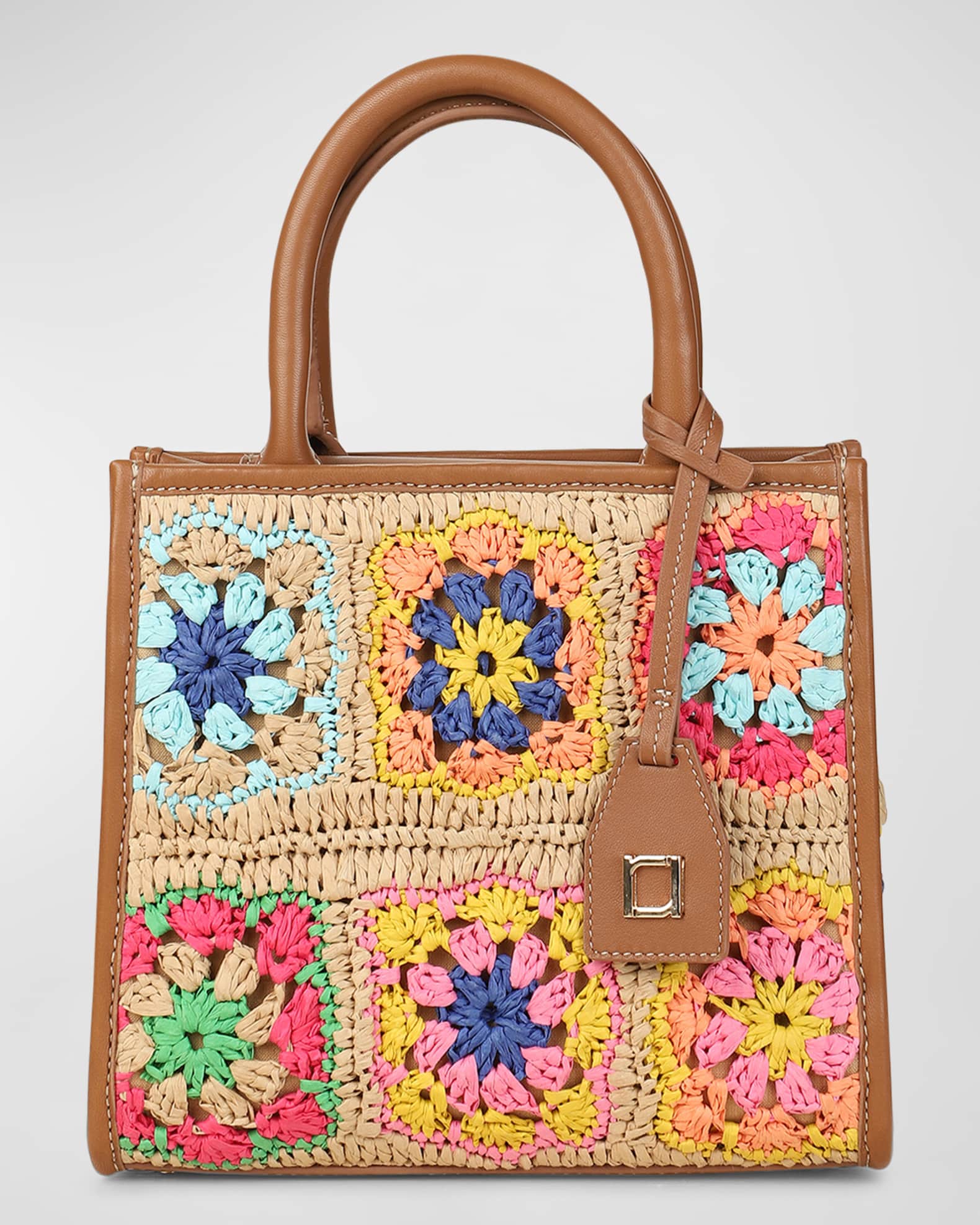 Rafe Ayesha Floral Crochet Raffia Tote Bag | Neiman Marcus