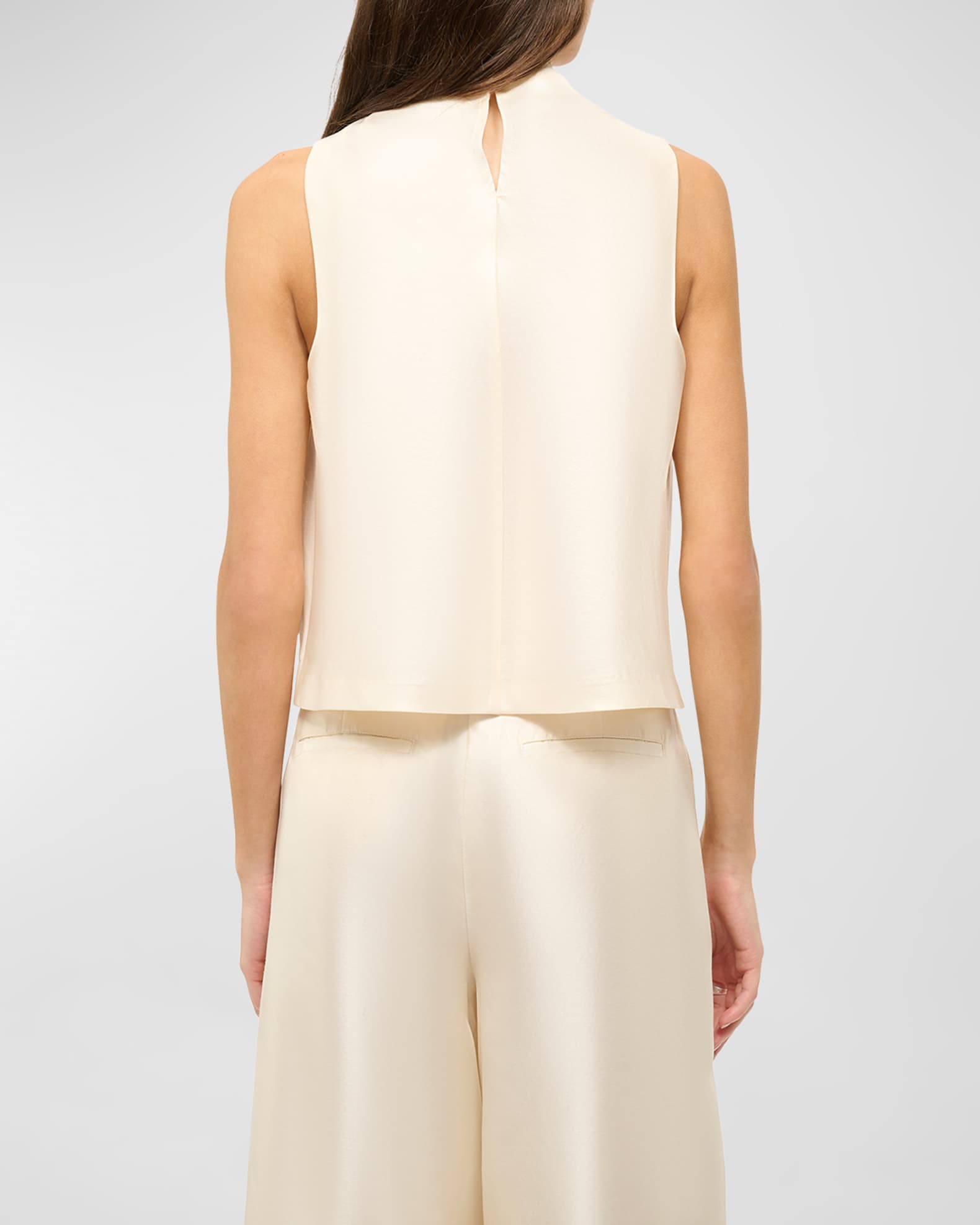 STAUD Rochelle Cowl-Neck Silk Shell Top | Neiman Marcus