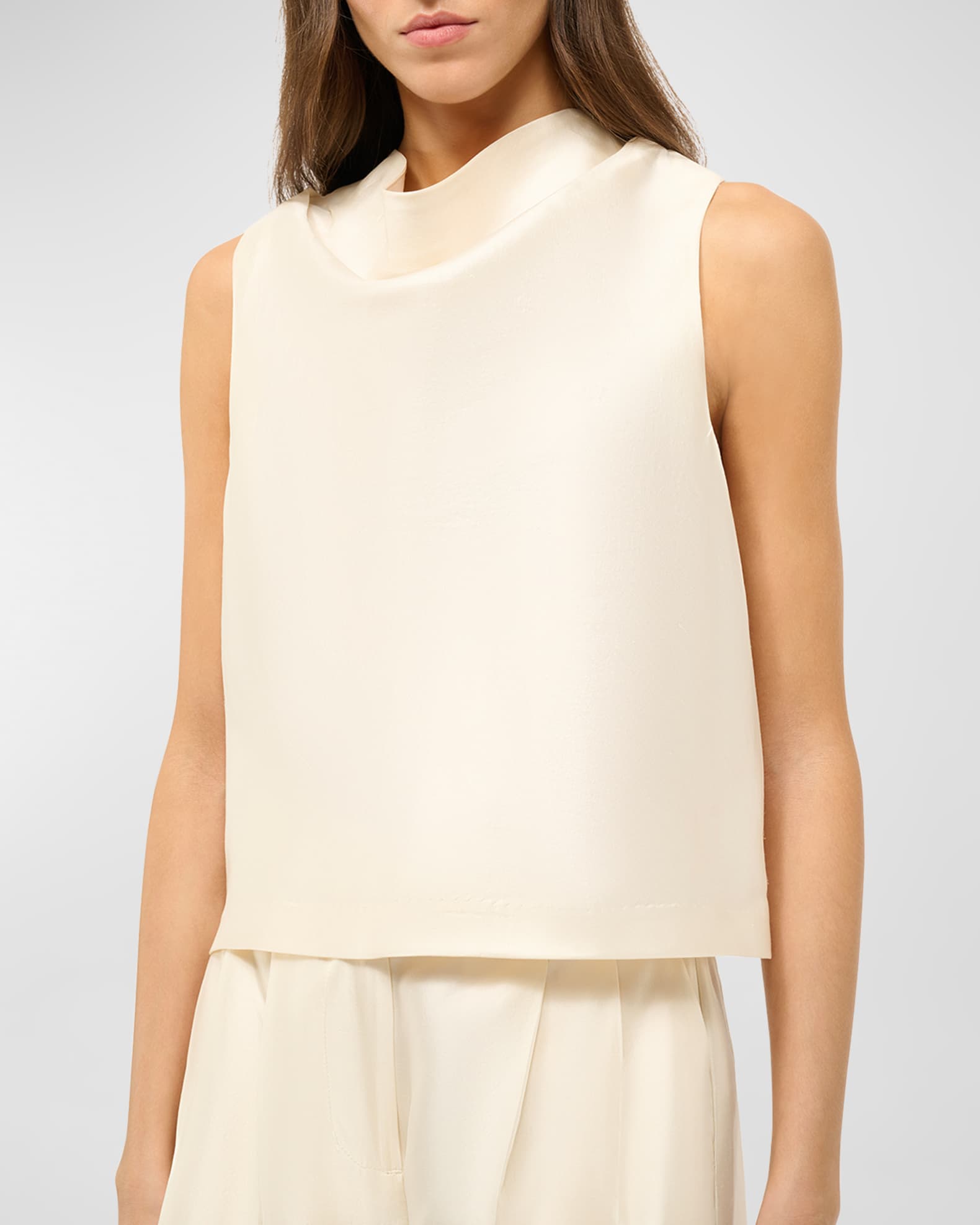 STAUD Rochelle Cowl-Neck Silk Shell Top | Neiman Marcus