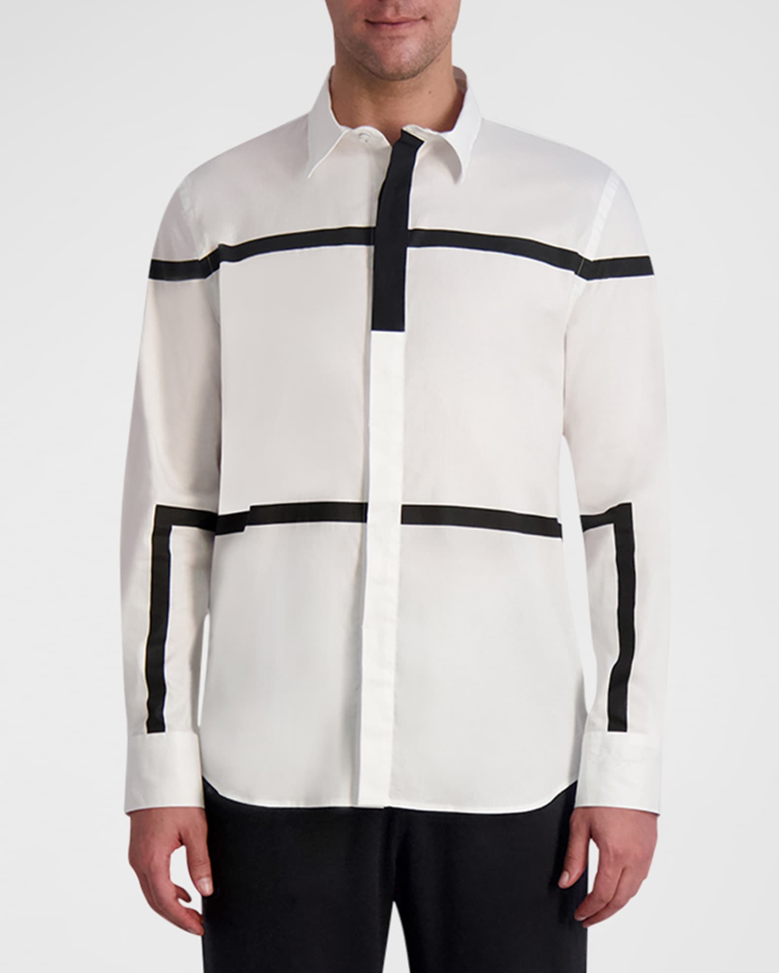 Karl Lagerfeld Paris White Label Men's Placed-Print Button Down Sport ...