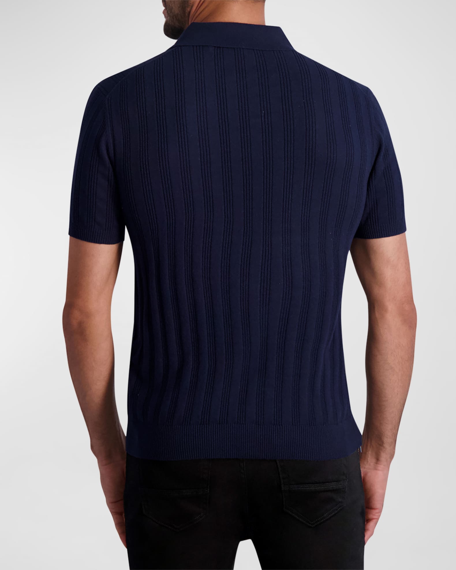 Karl Lagerfeld Paris Men's Textured Rib Polo Sweater | Neiman Marcus