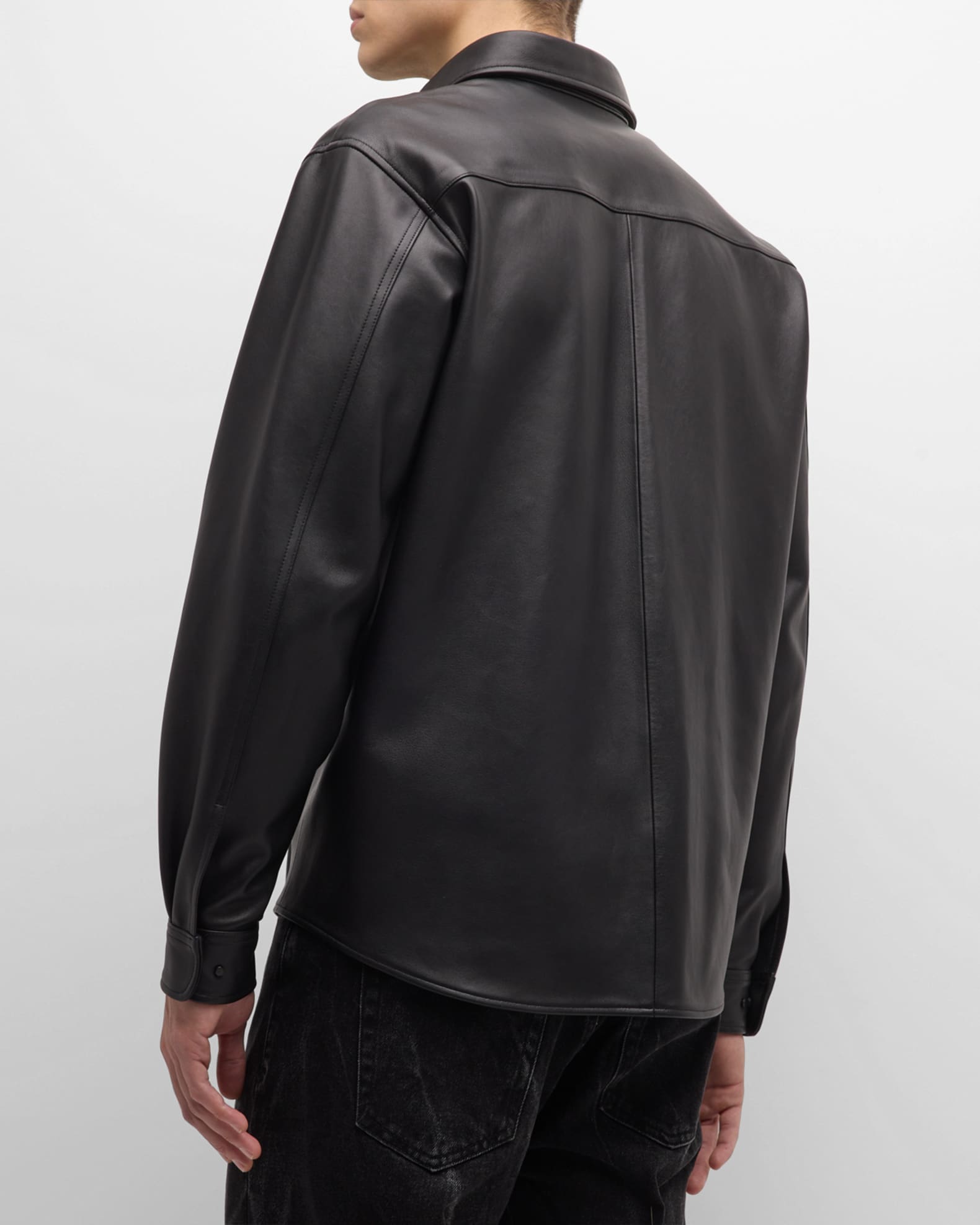 John Elliott Men's Leather Cloak Shirt | Neiman Marcus