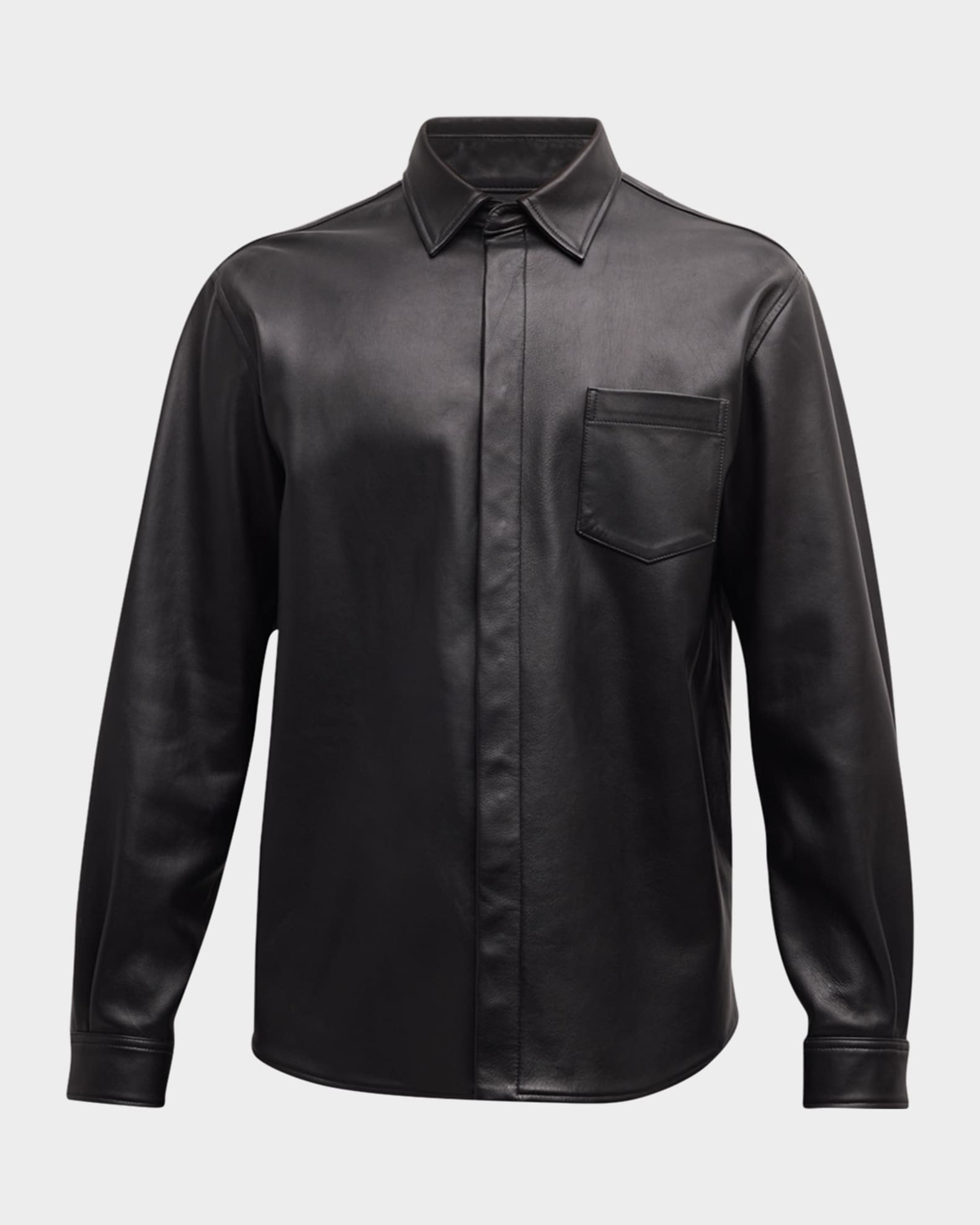 John Elliott Men's Leather Cloak Shirt | Neiman Marcus