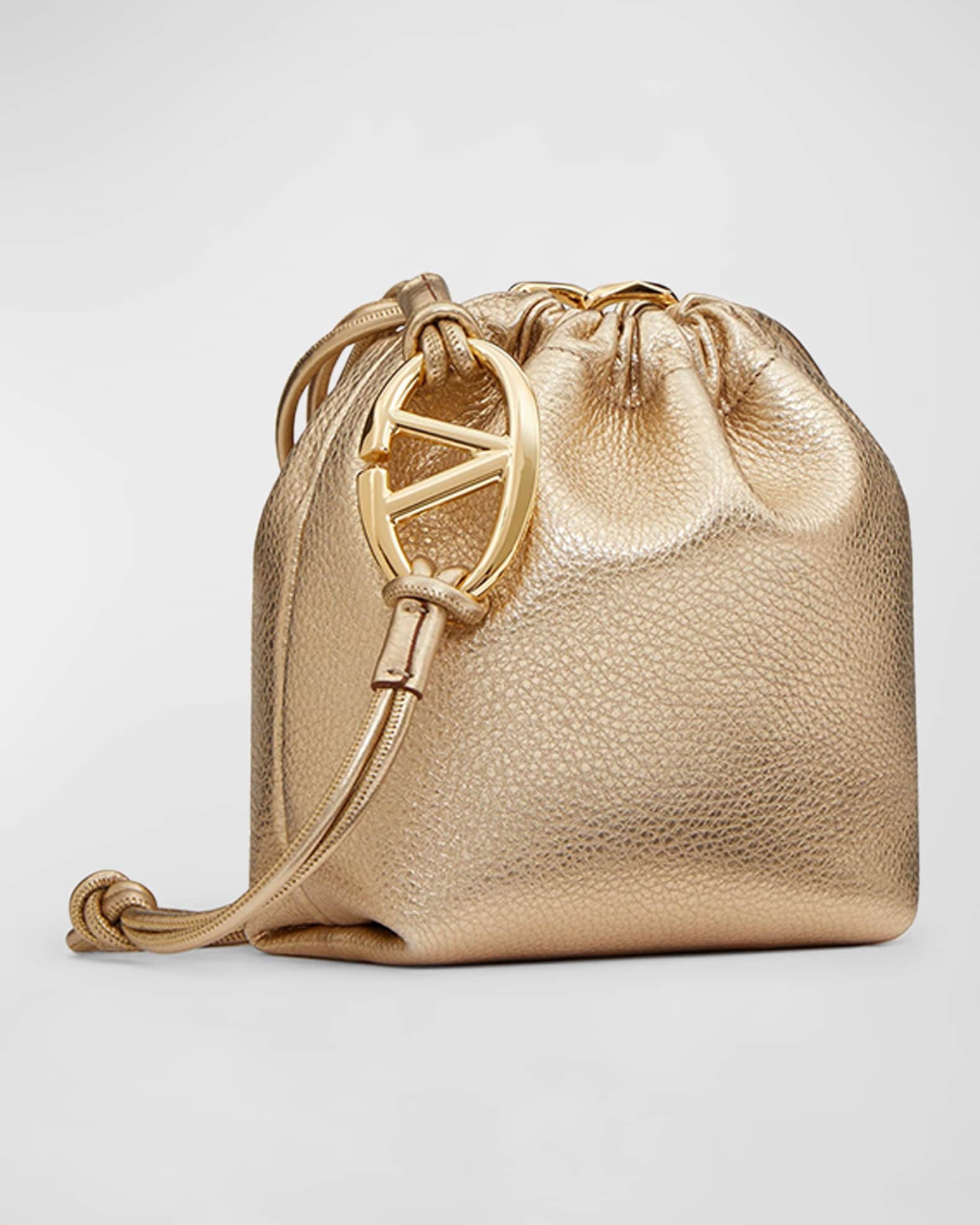 Valentino Garavani Mini VLOGO Metallic Bucket Bag | Neiman Marcus
