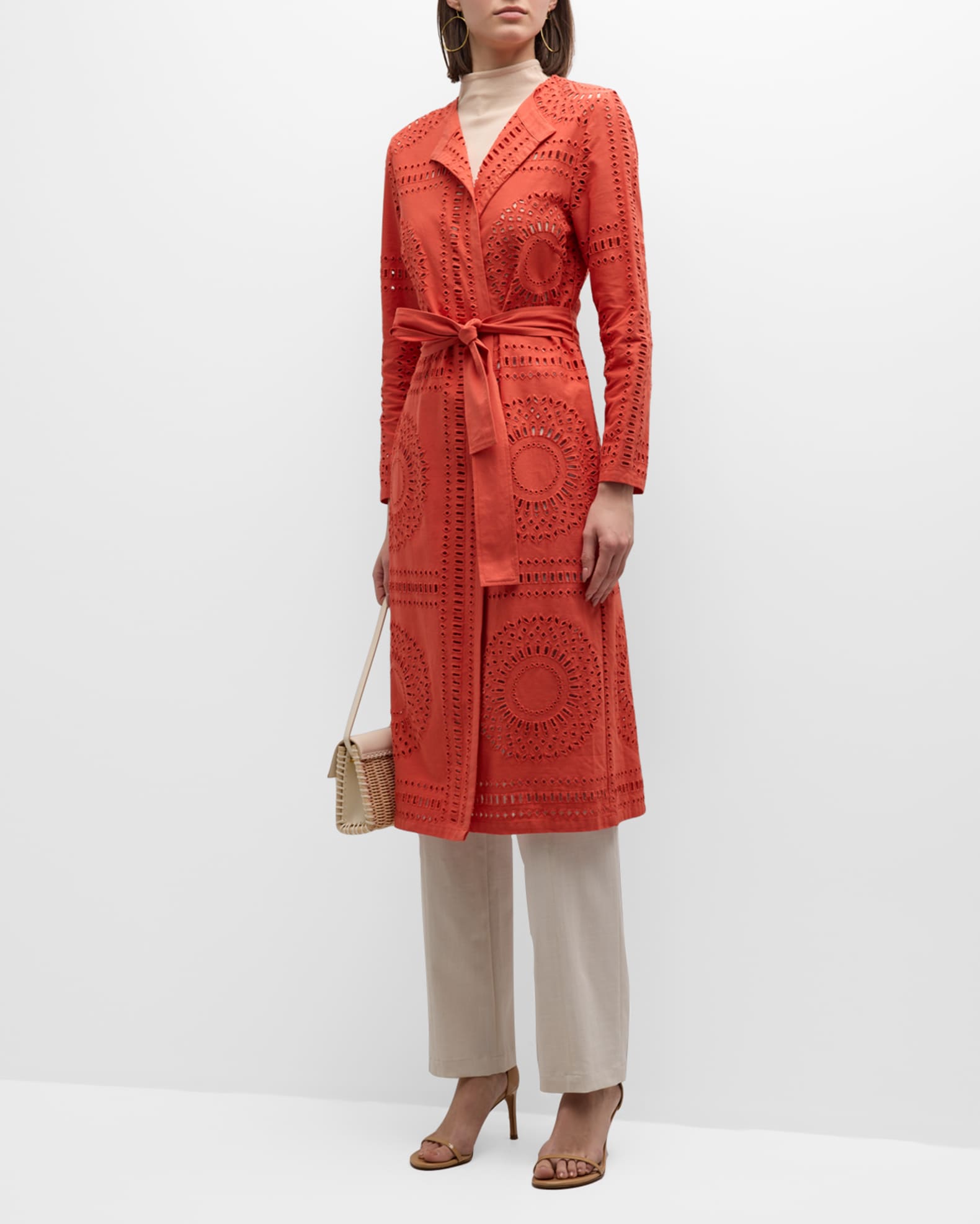 Misook Eyelet-Embroidered Wrap Topper | Neiman Marcus