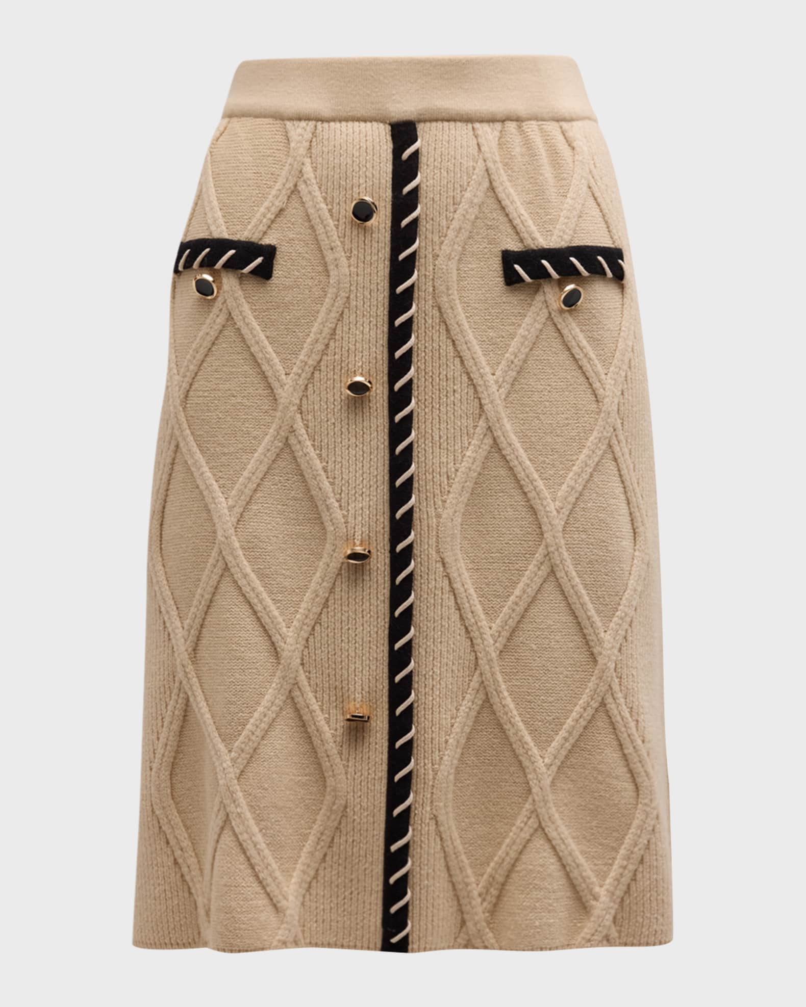 Misook Textural-Knit A-Line Midi Skirt | Neiman Marcus