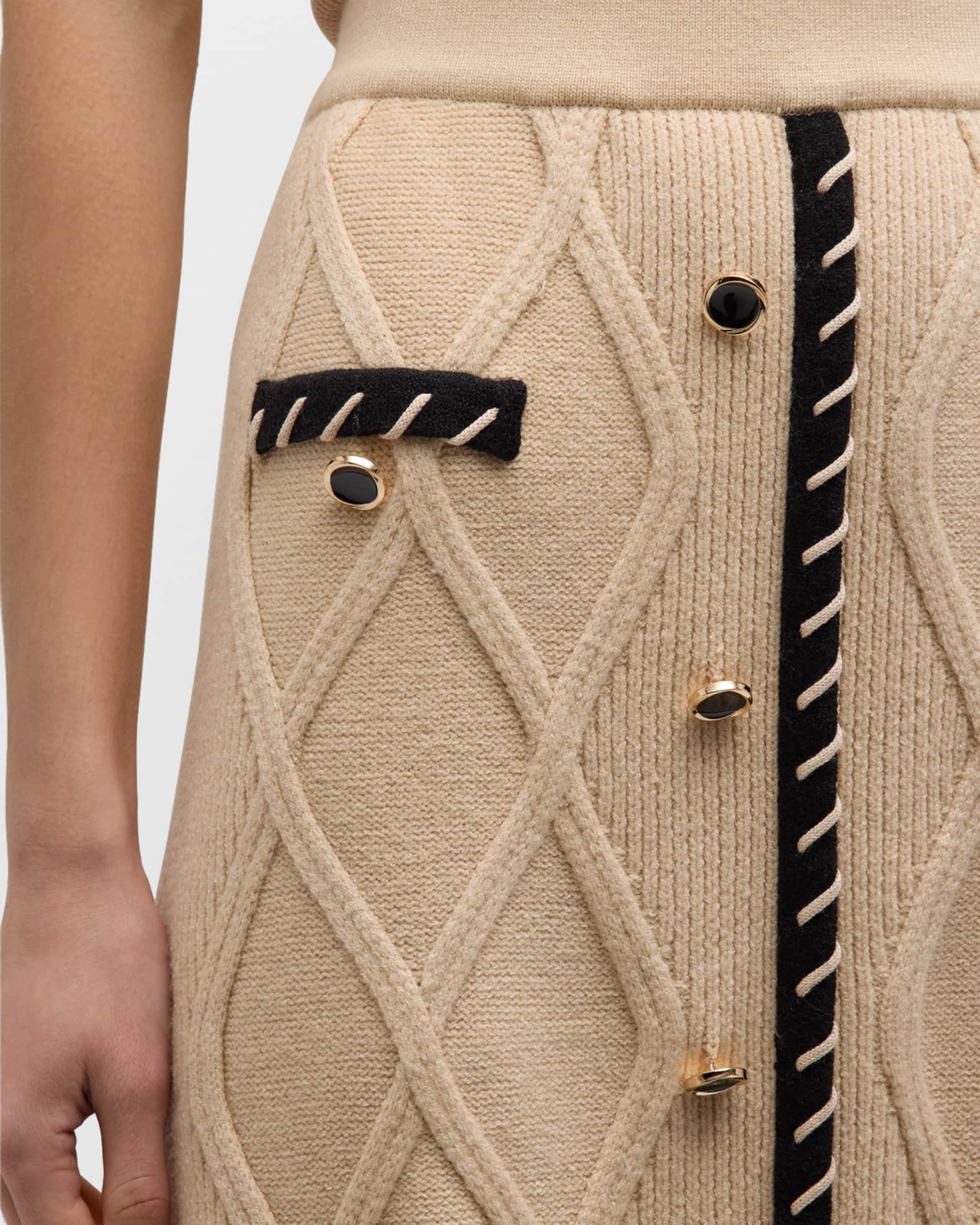 Misook Textural-Knit A-Line Midi Skirt | Neiman Marcus