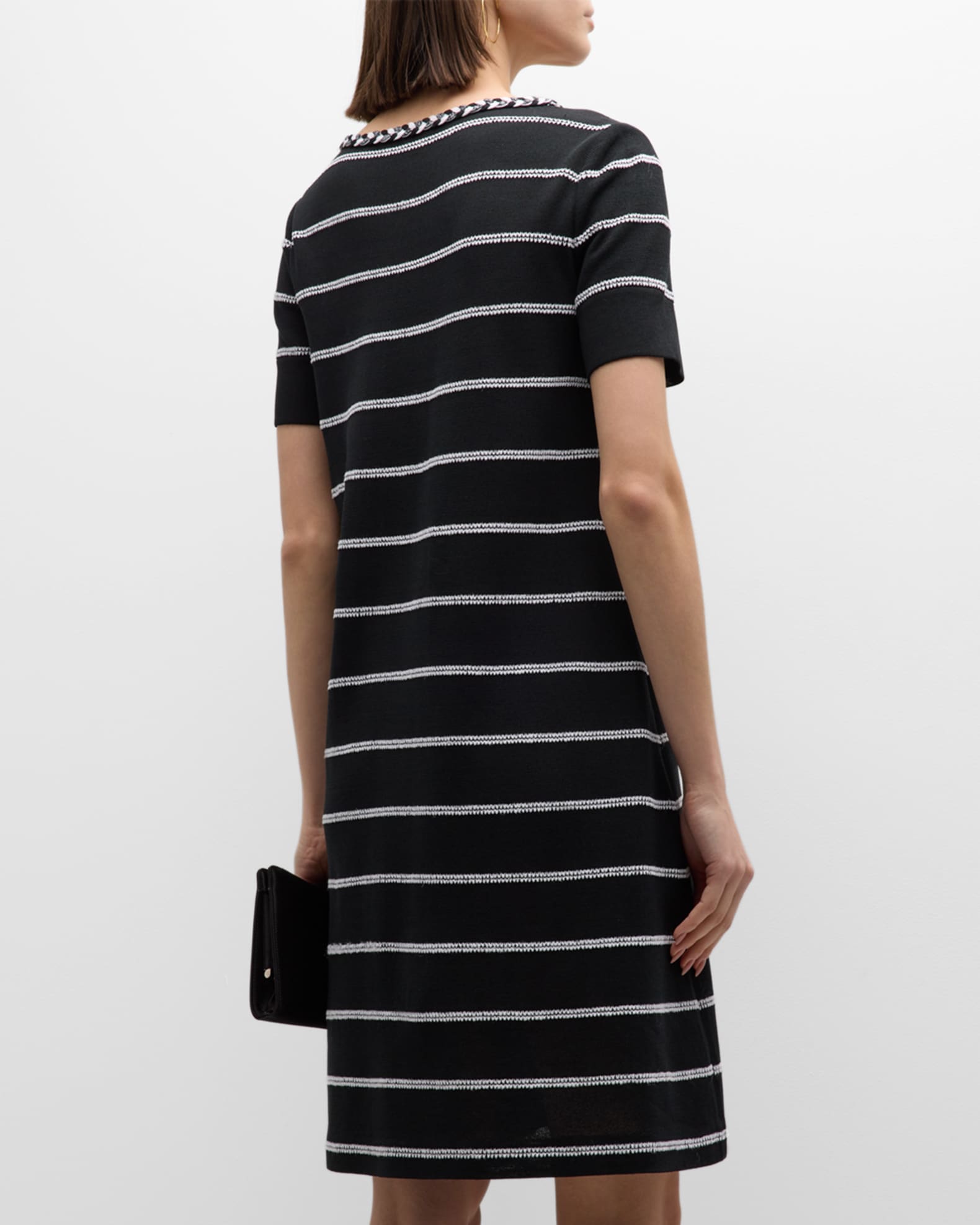Misook Striped Textural-Knit Midi Shift Dress | Neiman Marcus