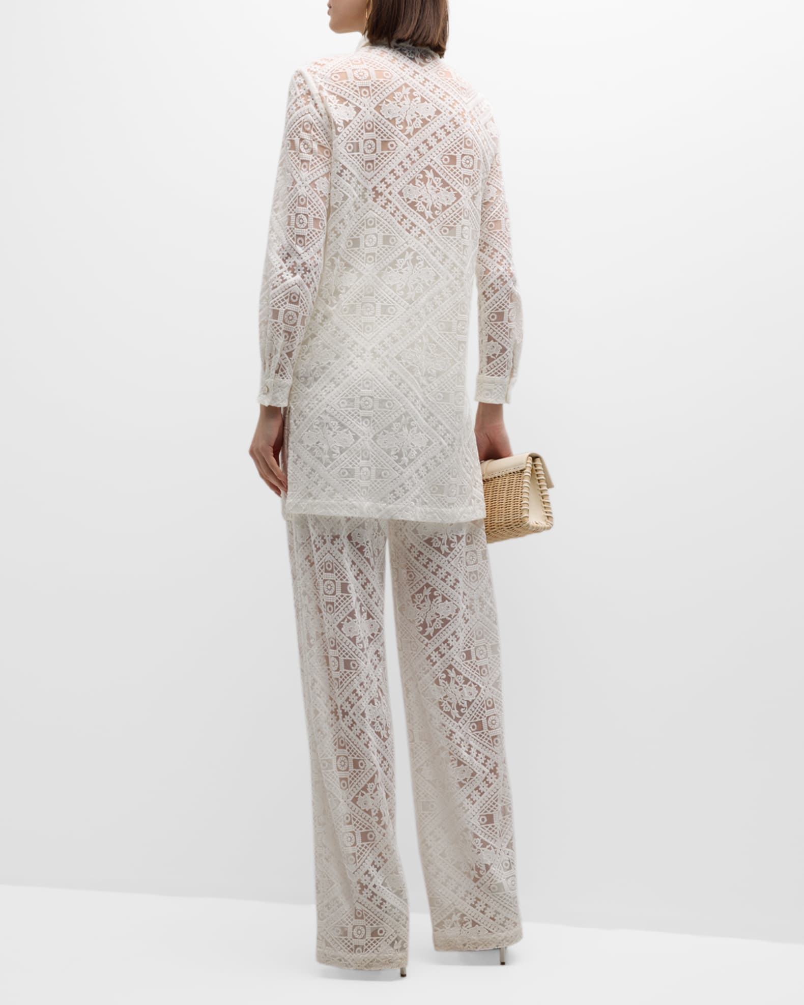 Misook Button-Down Floral Lace Shirt Jacket | Neiman Marcus
