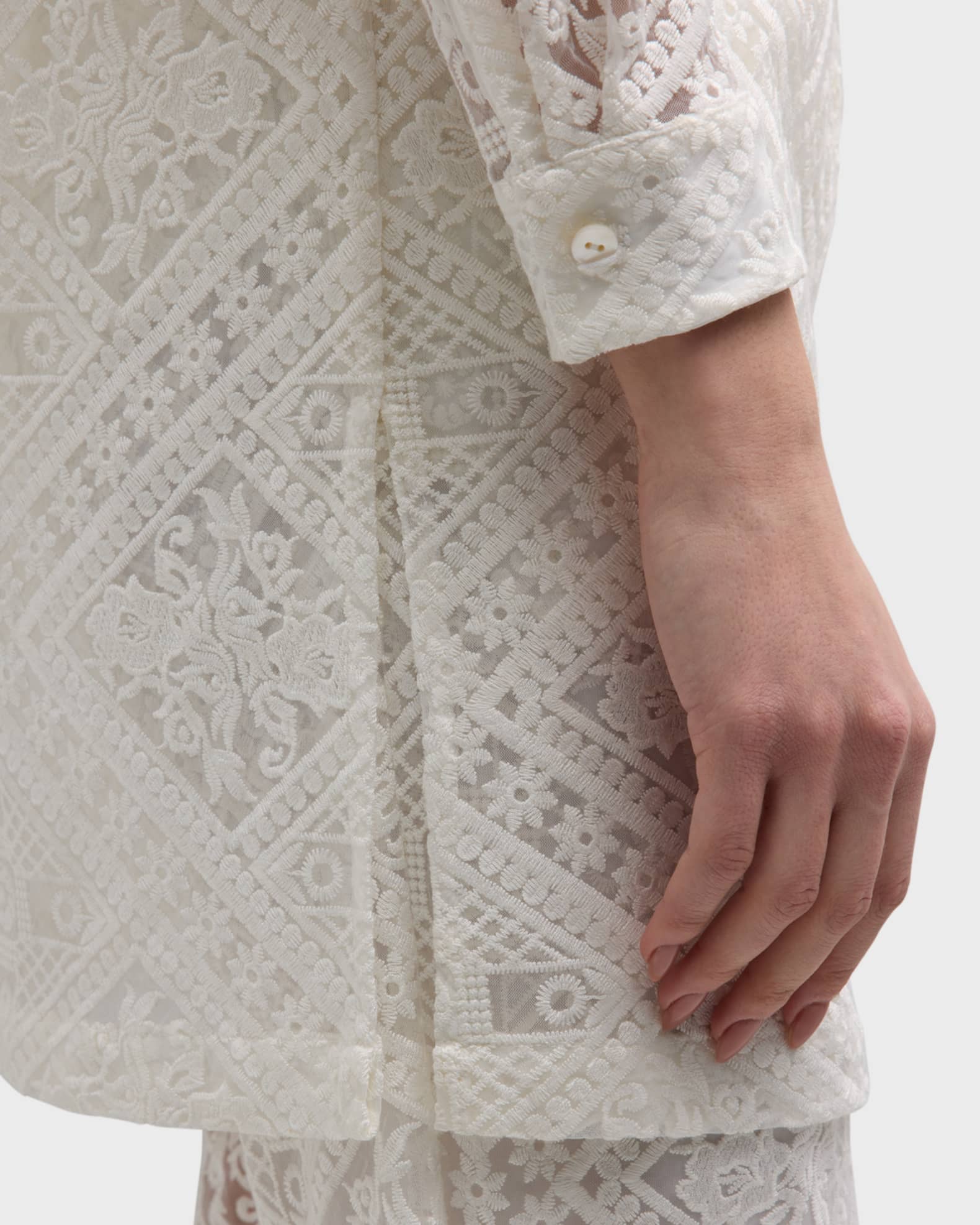 Misook Button-Down Floral Lace Shirt Jacket | Neiman Marcus