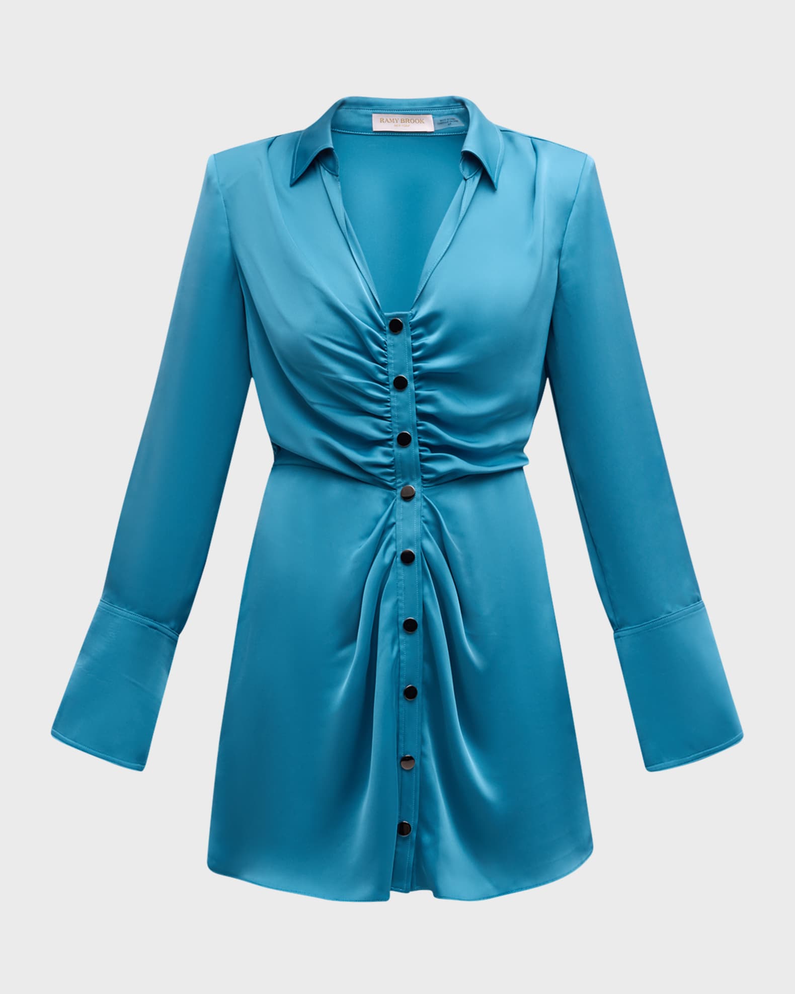 Ramy Brook Katelyn Satin Mini Shirtdress | Neiman Marcus