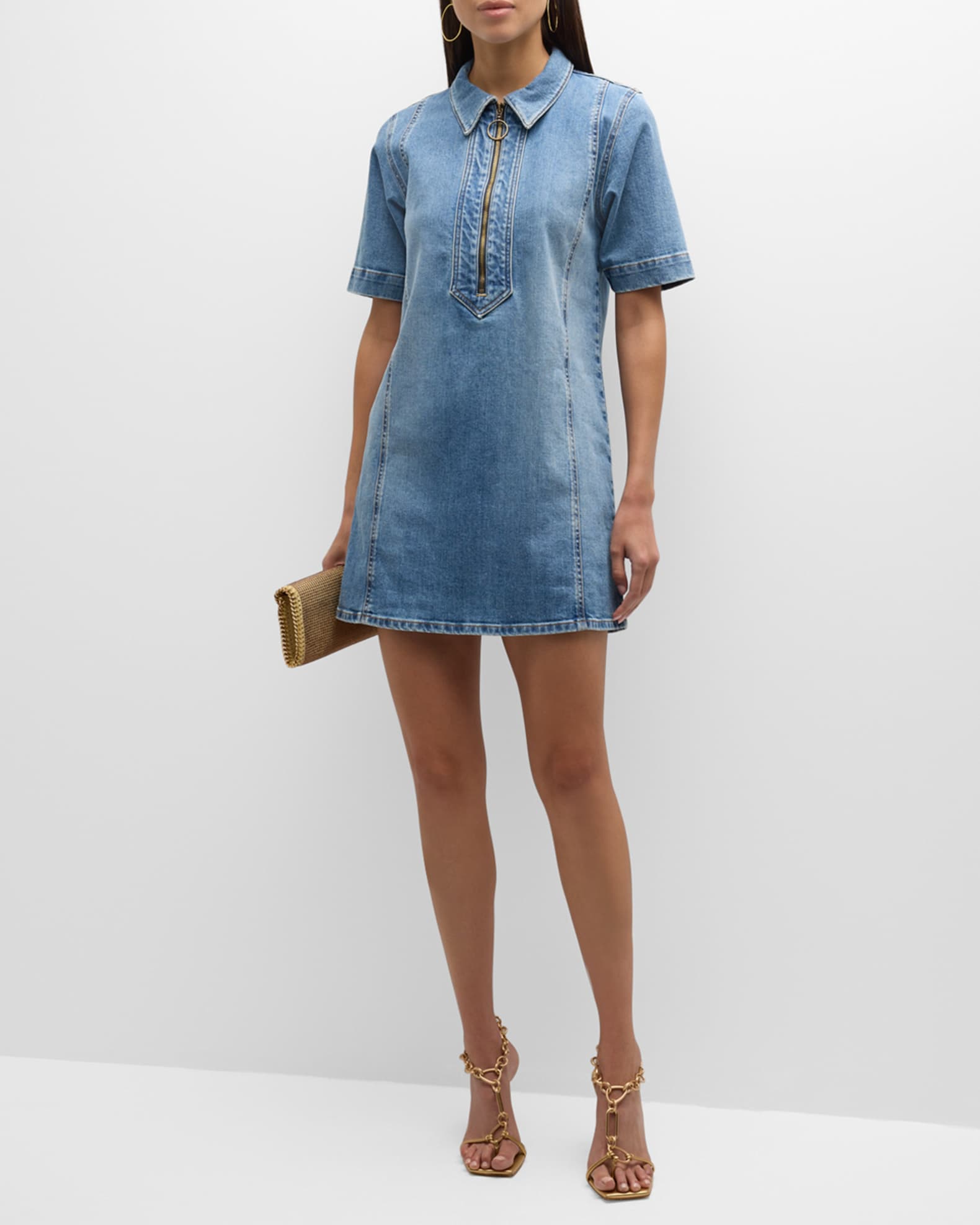 Ramy Brook Tunechi Denim Mini Shirtdress | Neiman Marcus