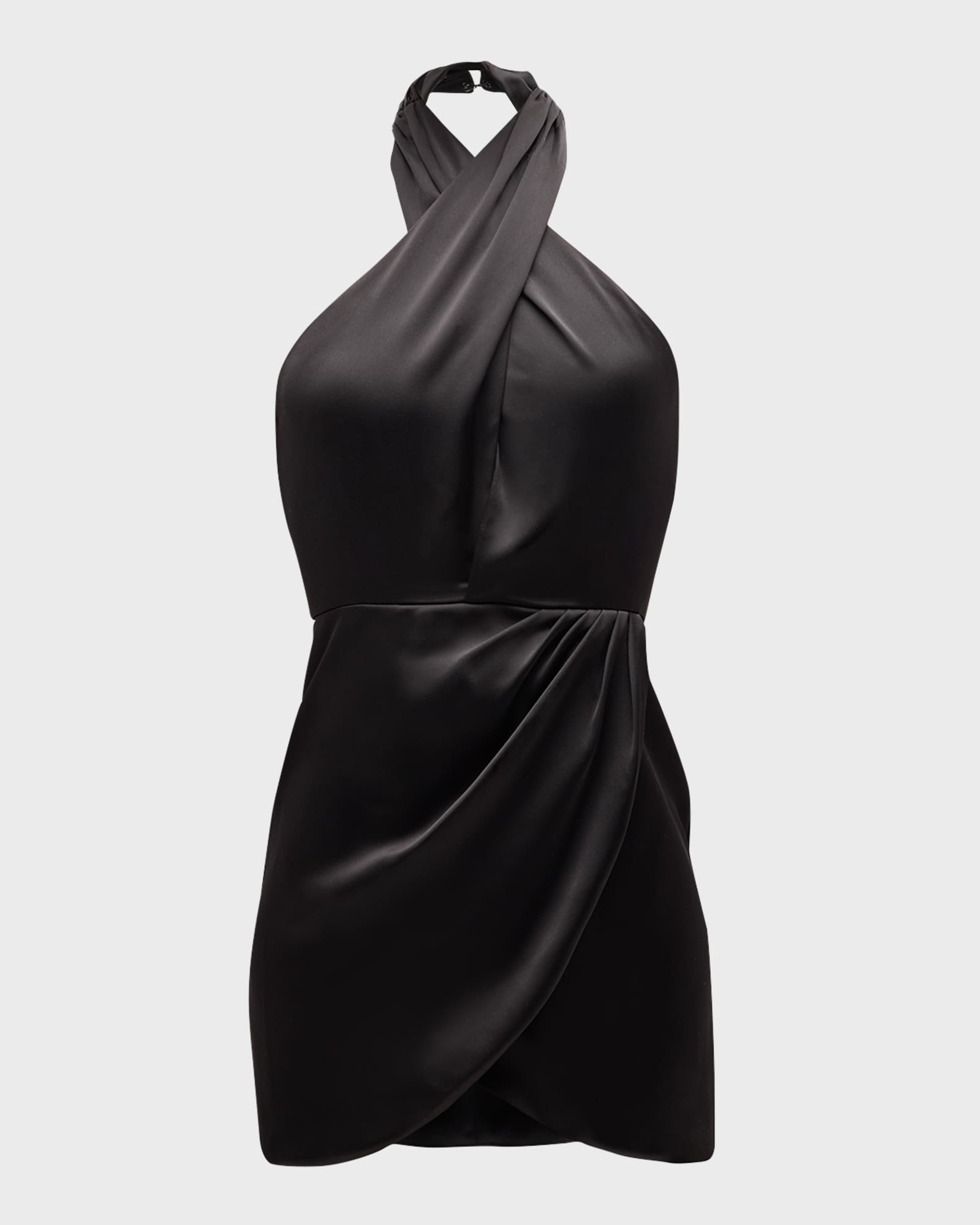 Ramy Brook Jona Pleated Crossover Halter Mini Dress | Neiman Marcus