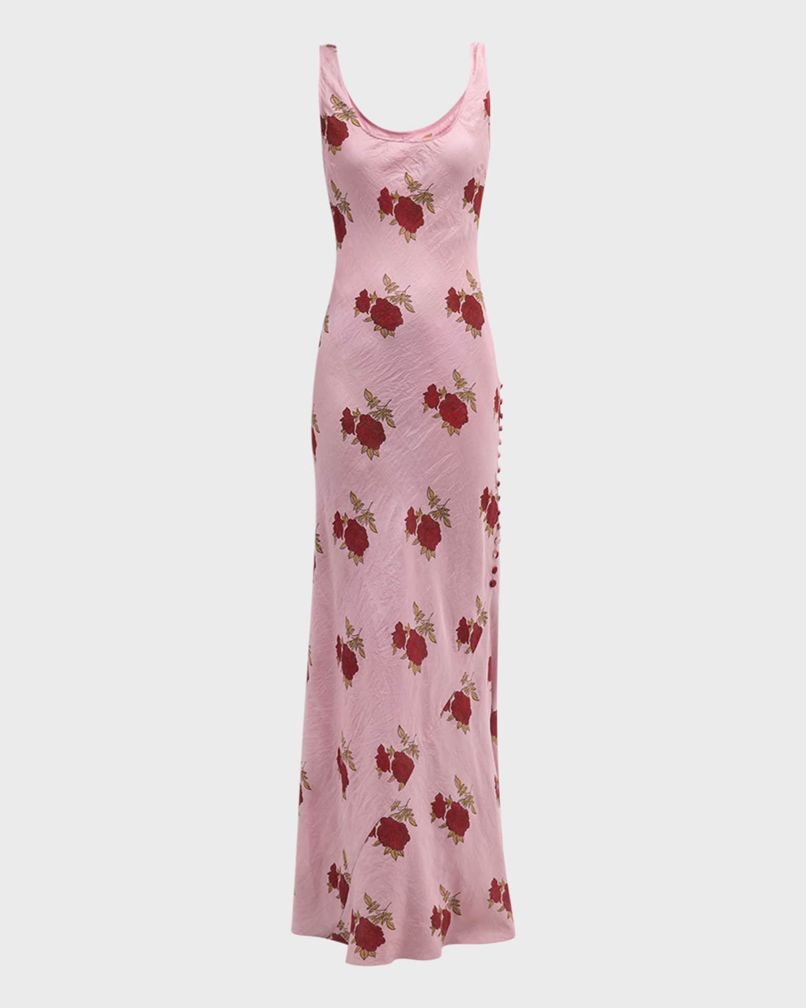 Alix of Bohemia Adele Ruby Rosette Silk Maxi Dress | Neiman Marcus