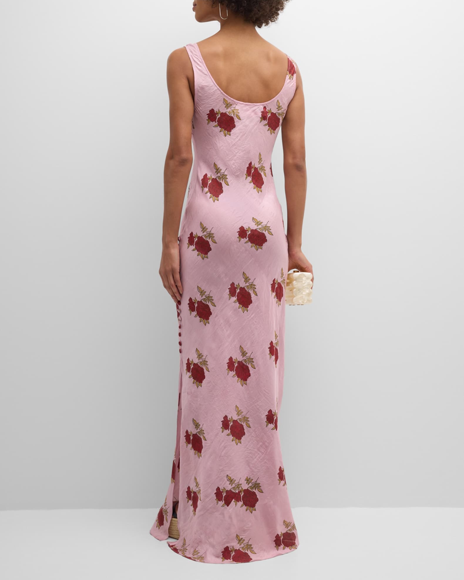 Alix of Bohemia Adele Ruby Rosette Silk Maxi Dress | Neiman Marcus