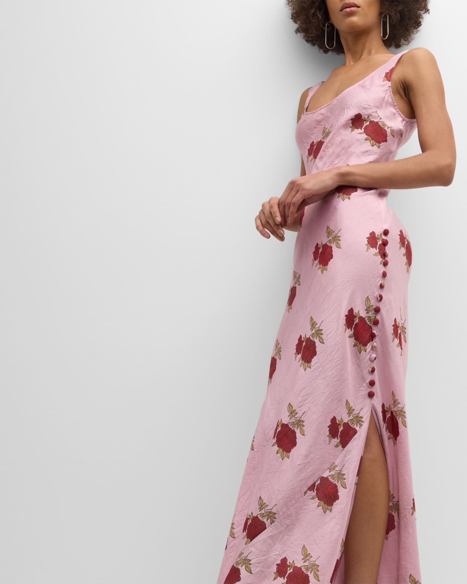 Alix of Bohemia Adele Ruby Rosette Silk Maxi Dress | Neiman Marcus