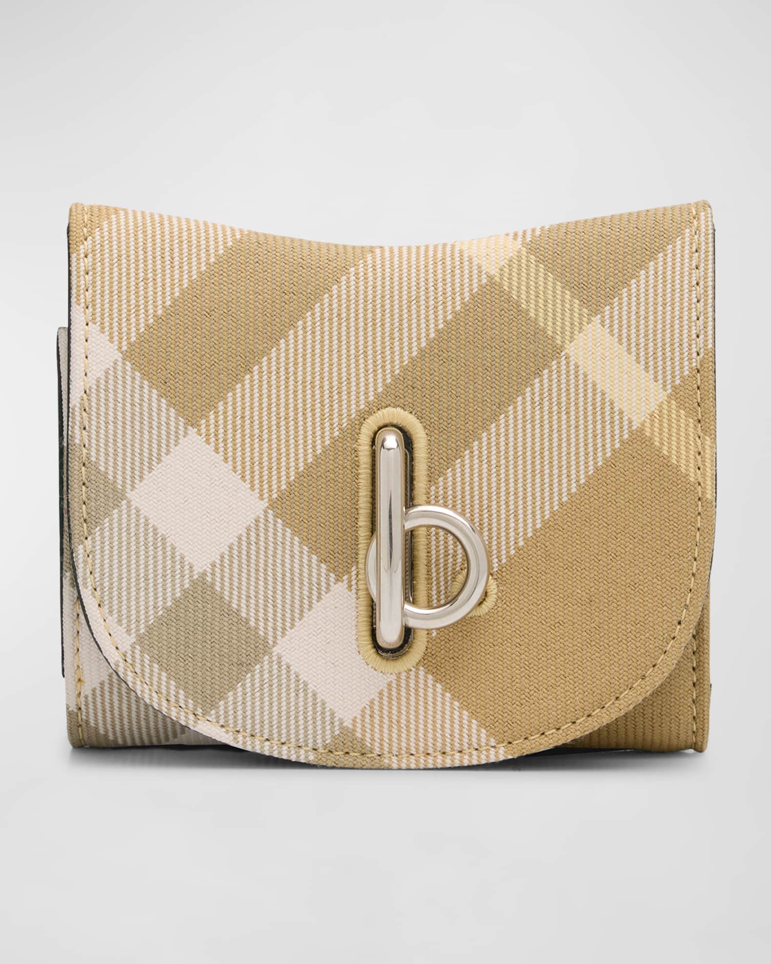 Burberry Rocking Check Leather Compact Wallet | Neiman Marcus