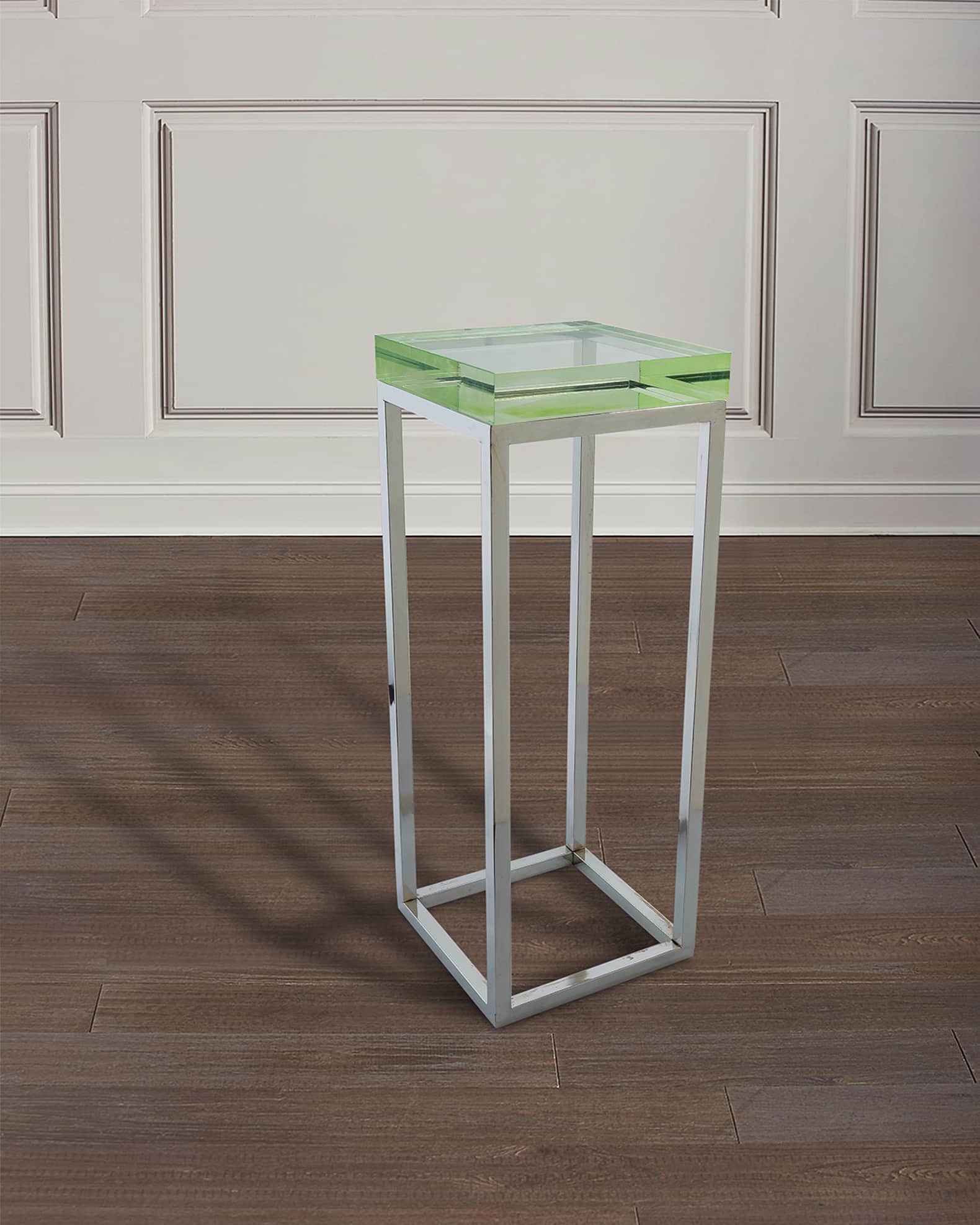 Port 68 Drake Acrylic & Polished Nickel Accent Table | Neiman Marcus