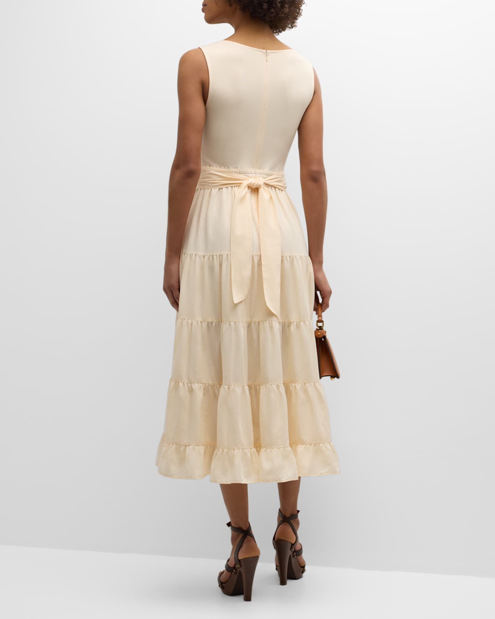PAIGE Samosa Tiered A-Line Midi Dress | Neiman Marcus