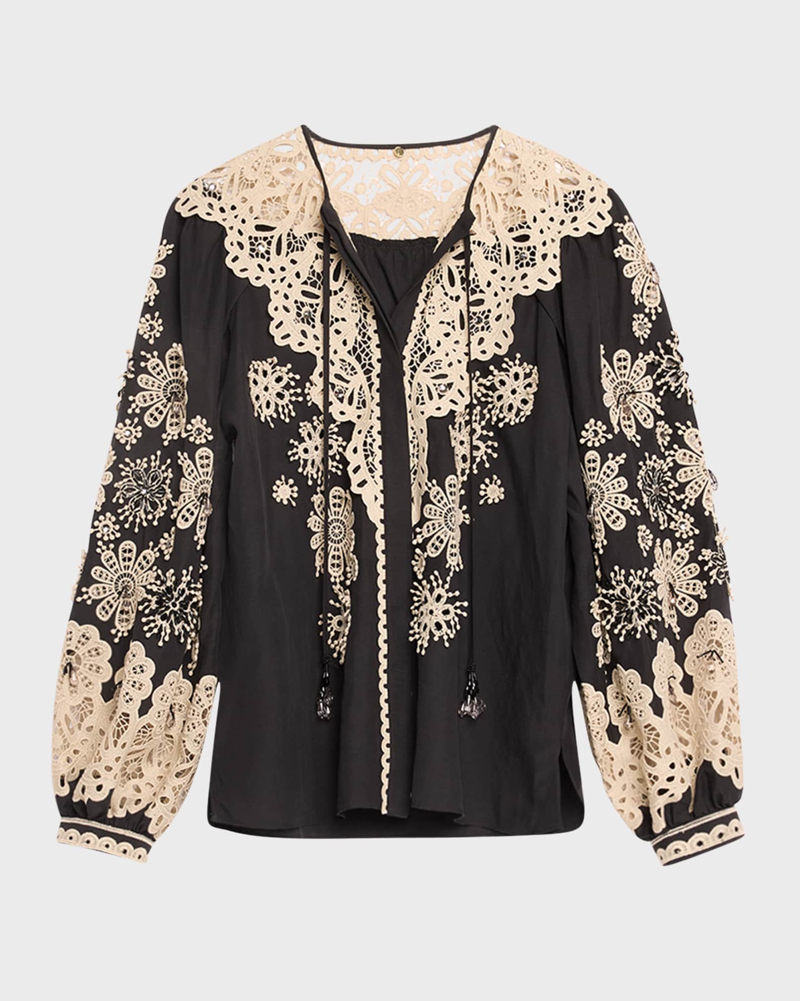 Kobi Halperin Leila Eyelet-Embroidered Bead-Embellished Blouse | Neiman ...