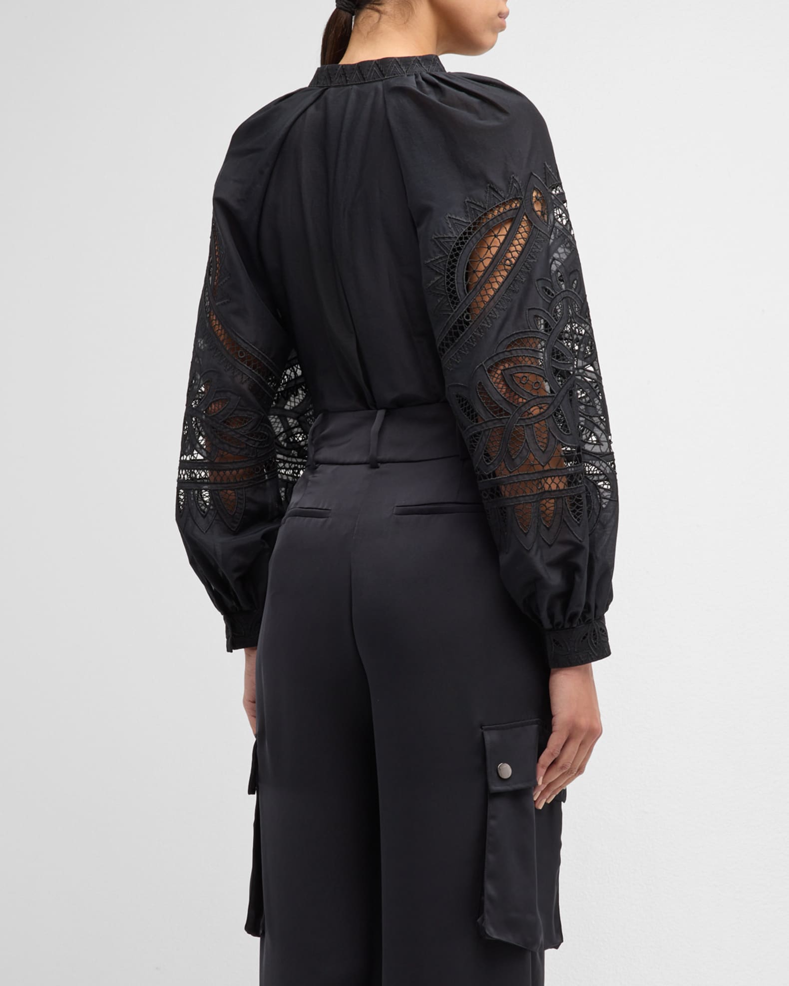 Kobi Halperin Brynlee Embroidered Cutout Button-Down Blouse | Neiman Marcus