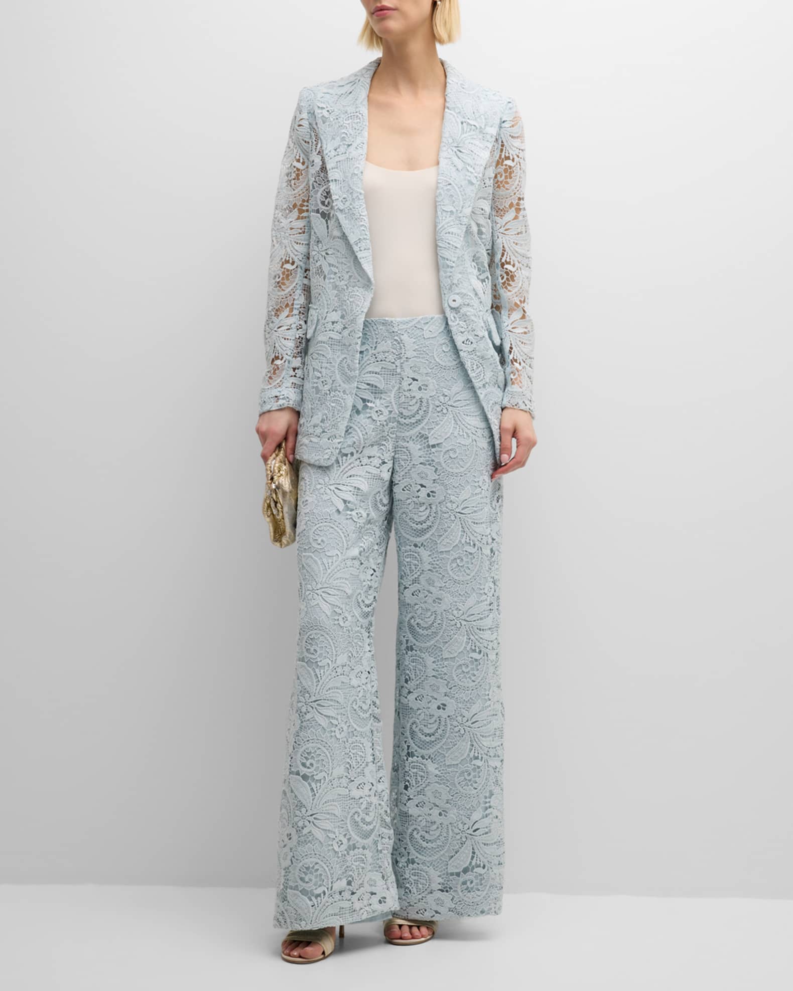 Kobi Halperin Kat Wide-Leg Floral Lace Pants | Neiman Marcus
